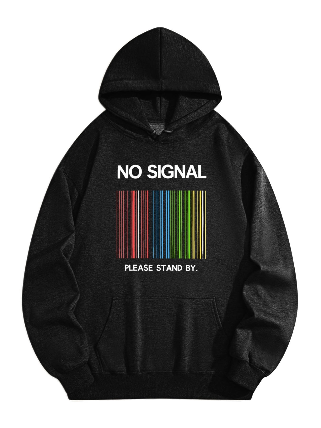 Men's Pocket Graphic Hooded Pullover, Barcode Shows No Signal Message ...