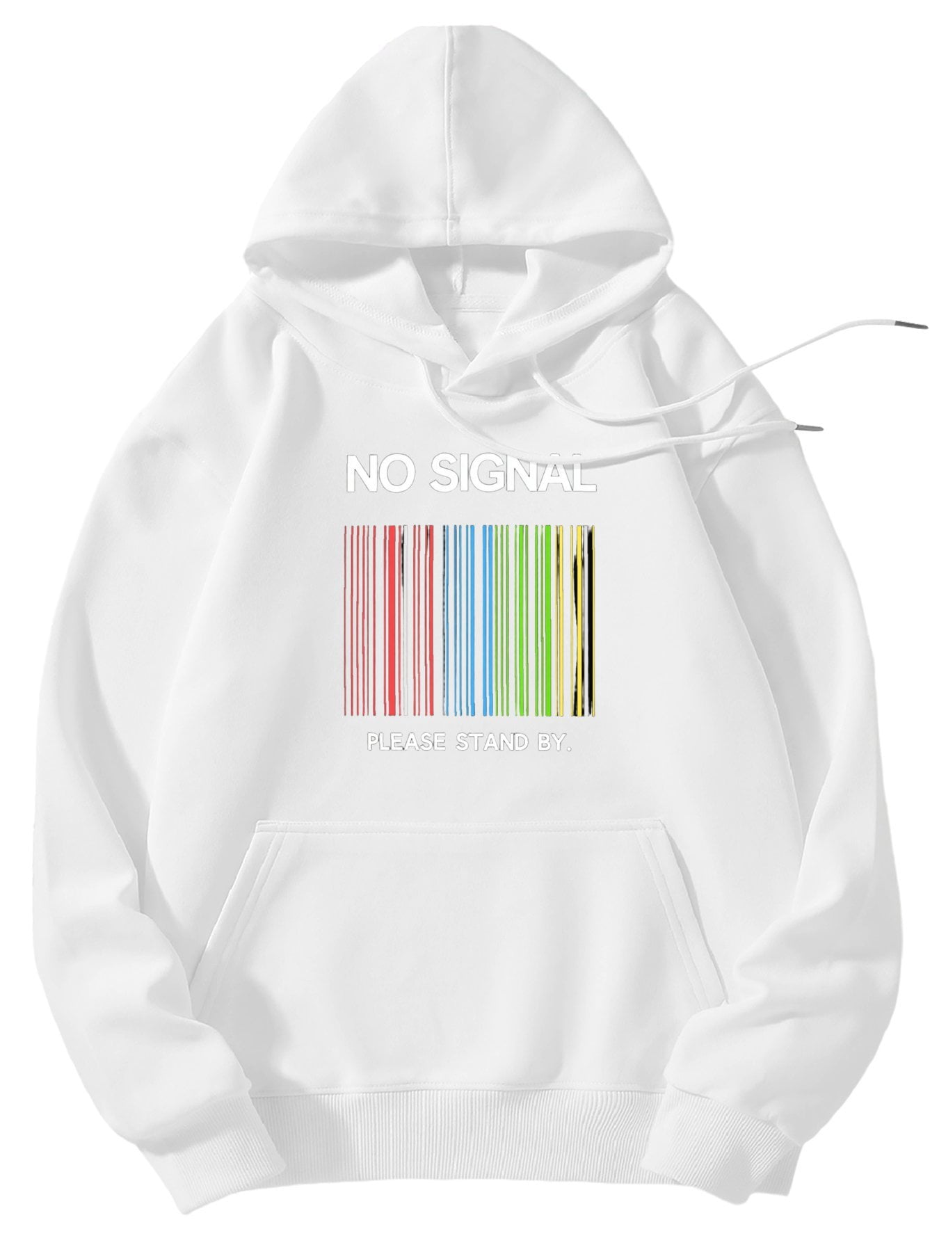 Men's Pocket Graphic Hooded Pullover, Barcode Shows No Signal Message ...