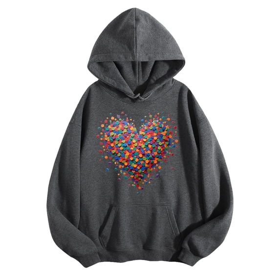Men's Pocket Graphic Hooded Pullover, Colorful Confetti Forms A Heart ...