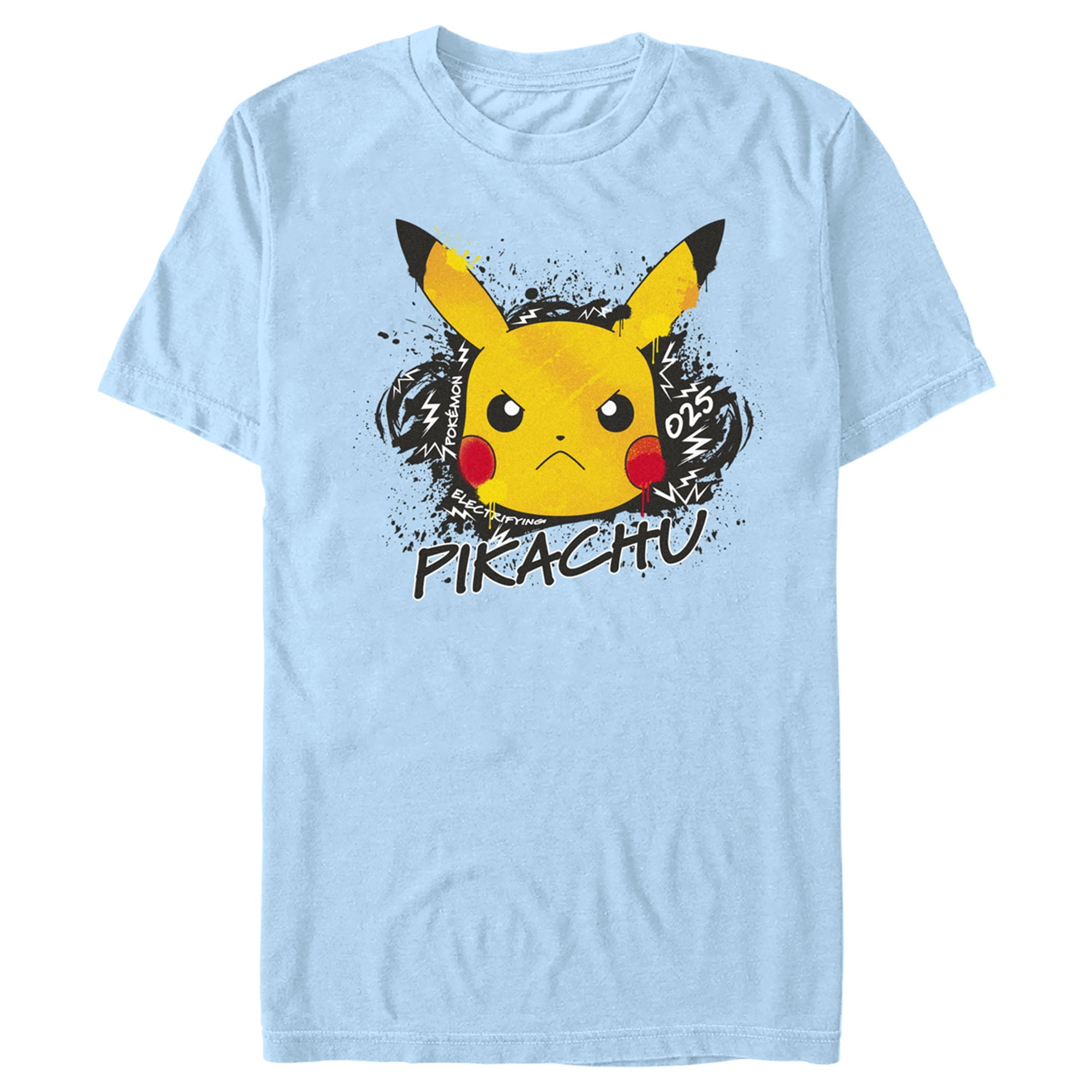 Men's Pokemon Angry Pikachu Graphic Tee Light Blue Large - Walmart.com