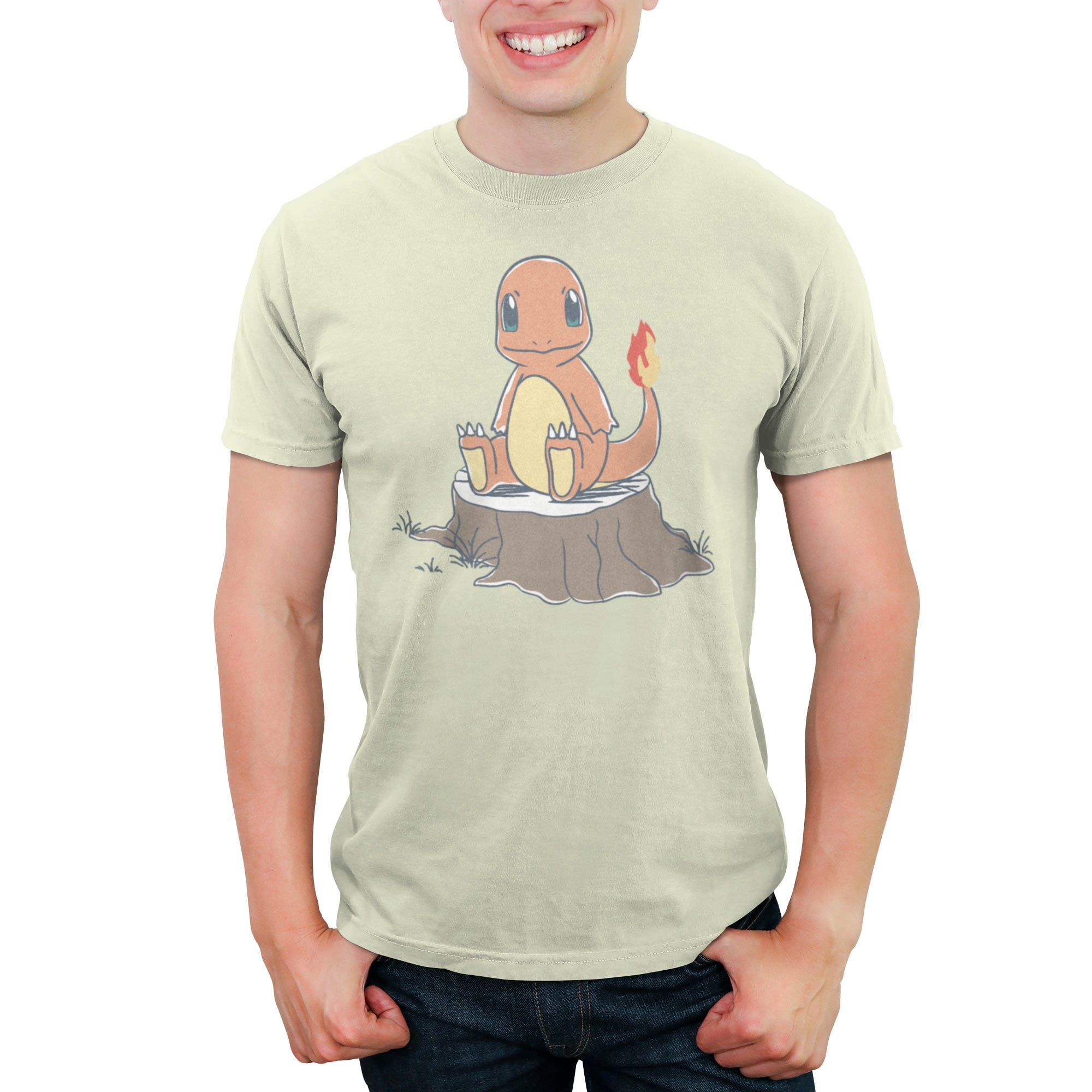 Men's Pokemon Charmander on Tree Stump Graphic T-Shirt - Walmart.com