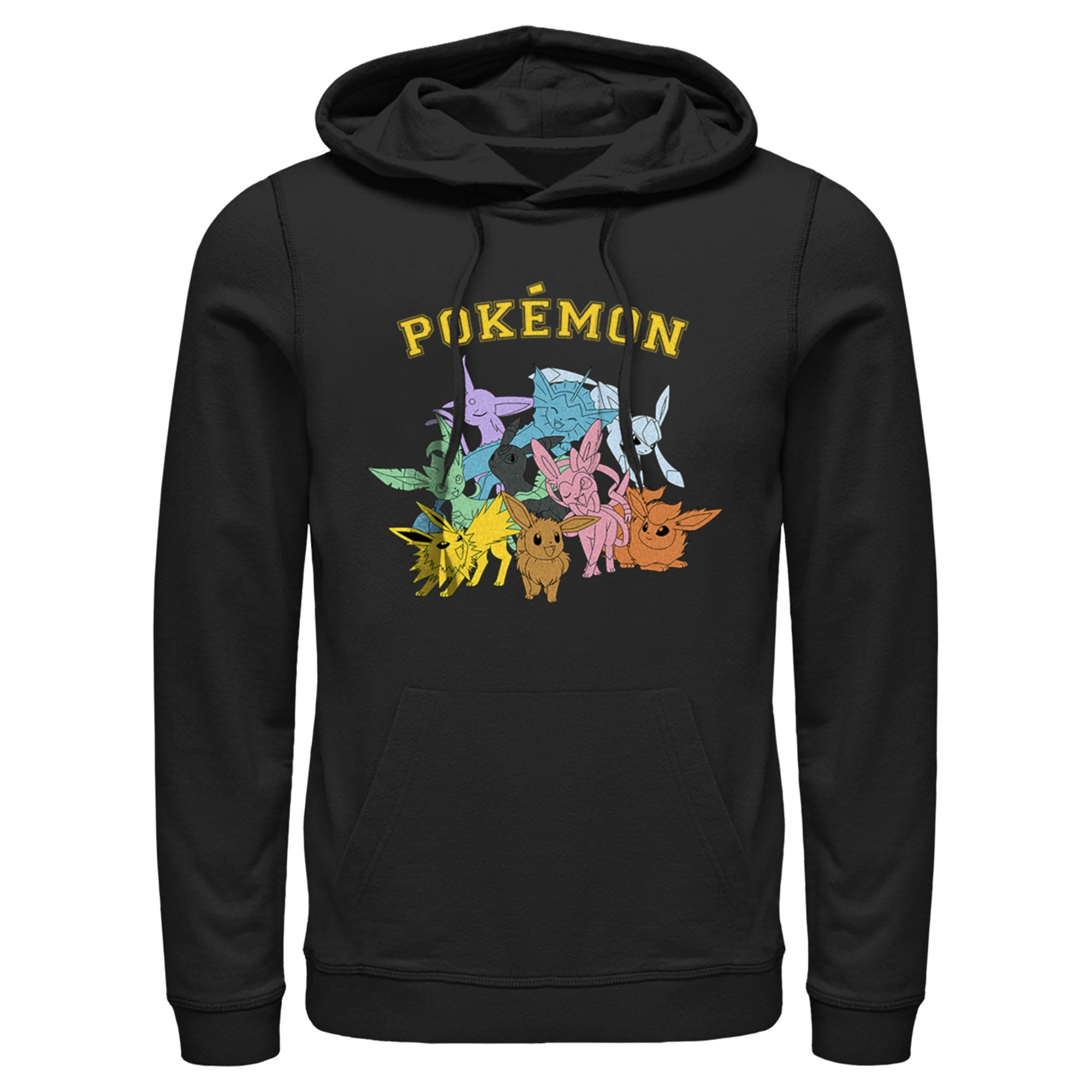 Pokemon Men's Eeveelutions Graphic Pullover Hoodie, Black, Large ...