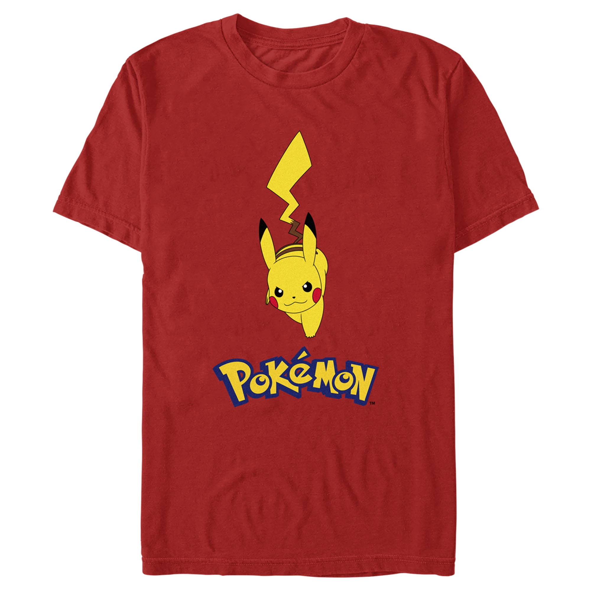 Men's Pokemon Logo Running Pikachu Graphic Tee Red Medium - Walmart.com