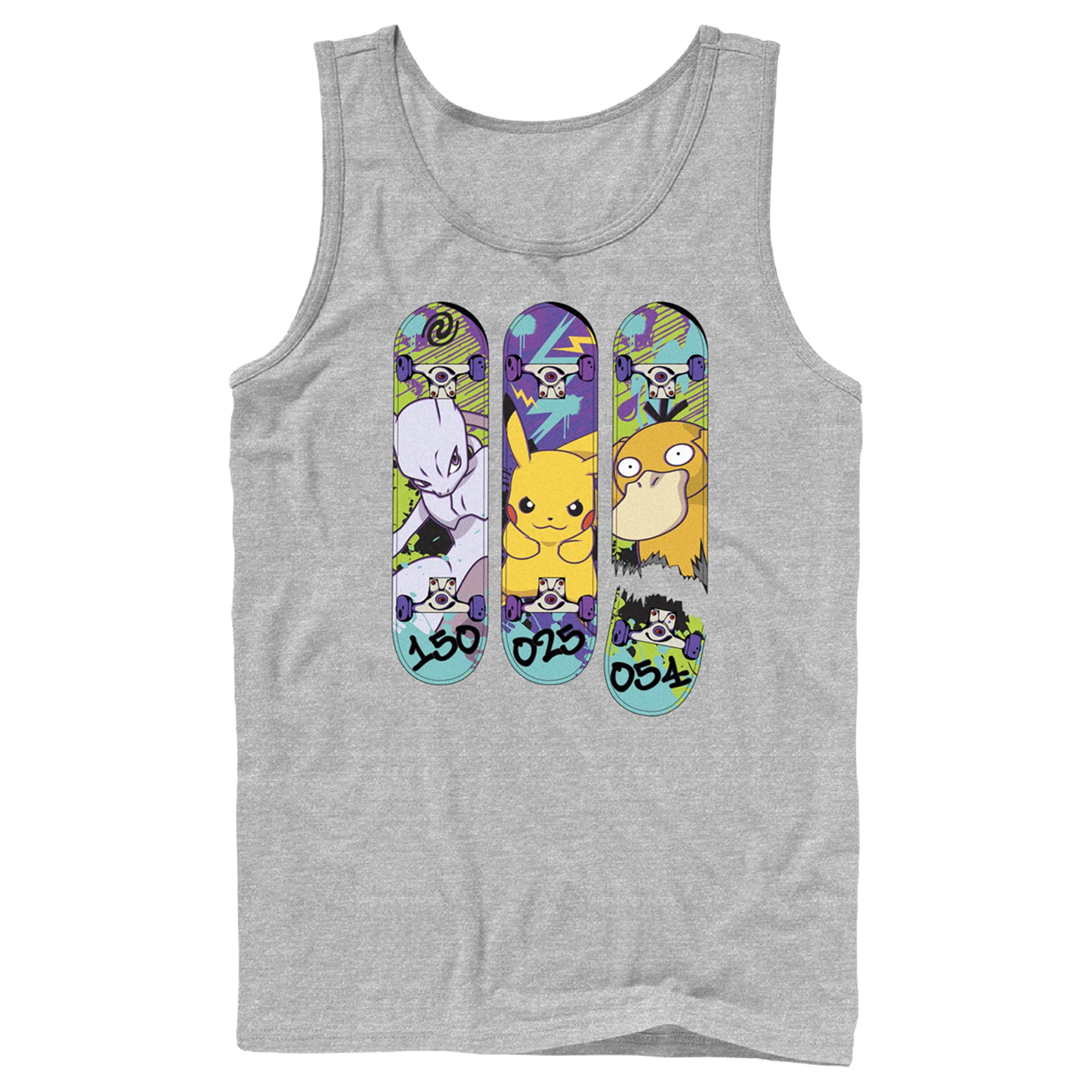 Men's Pokemon Mewtwo, Pikachu, and Psyduck Skateboard Decks Tank Top ...