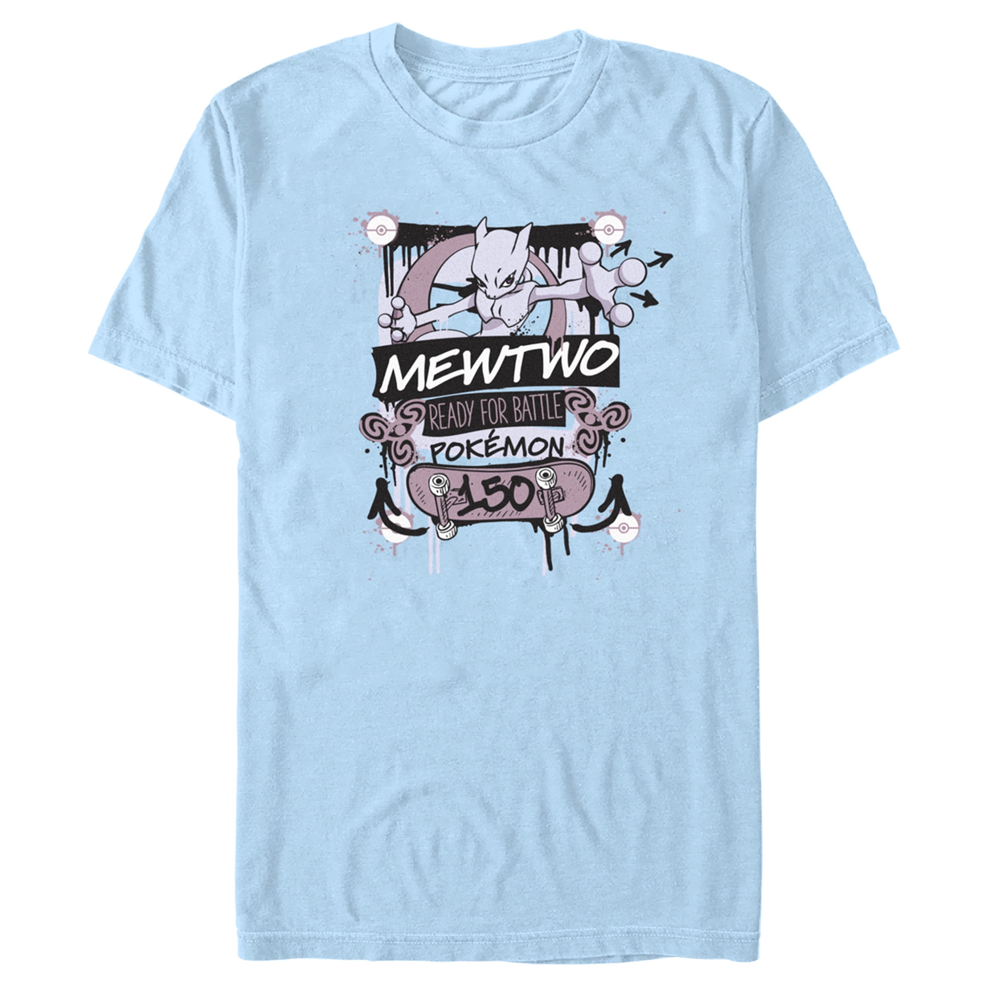 Men's Pokemon Mewtwo Ready for Battle Graphic Tee Light Blue Large ...