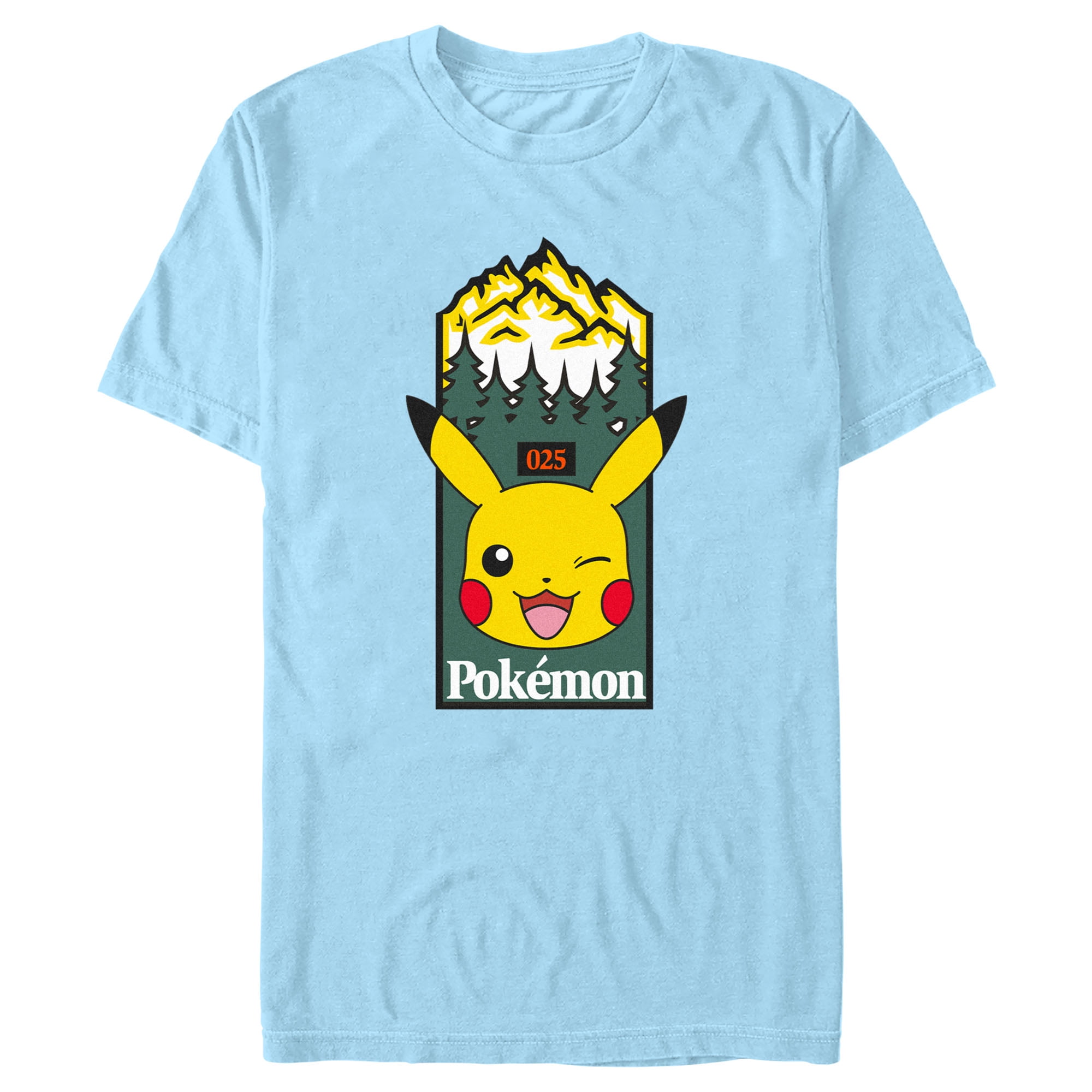 Men's Pokemon Mountain Pikachu Graphic Tee Light Blue Large - Walmart.com