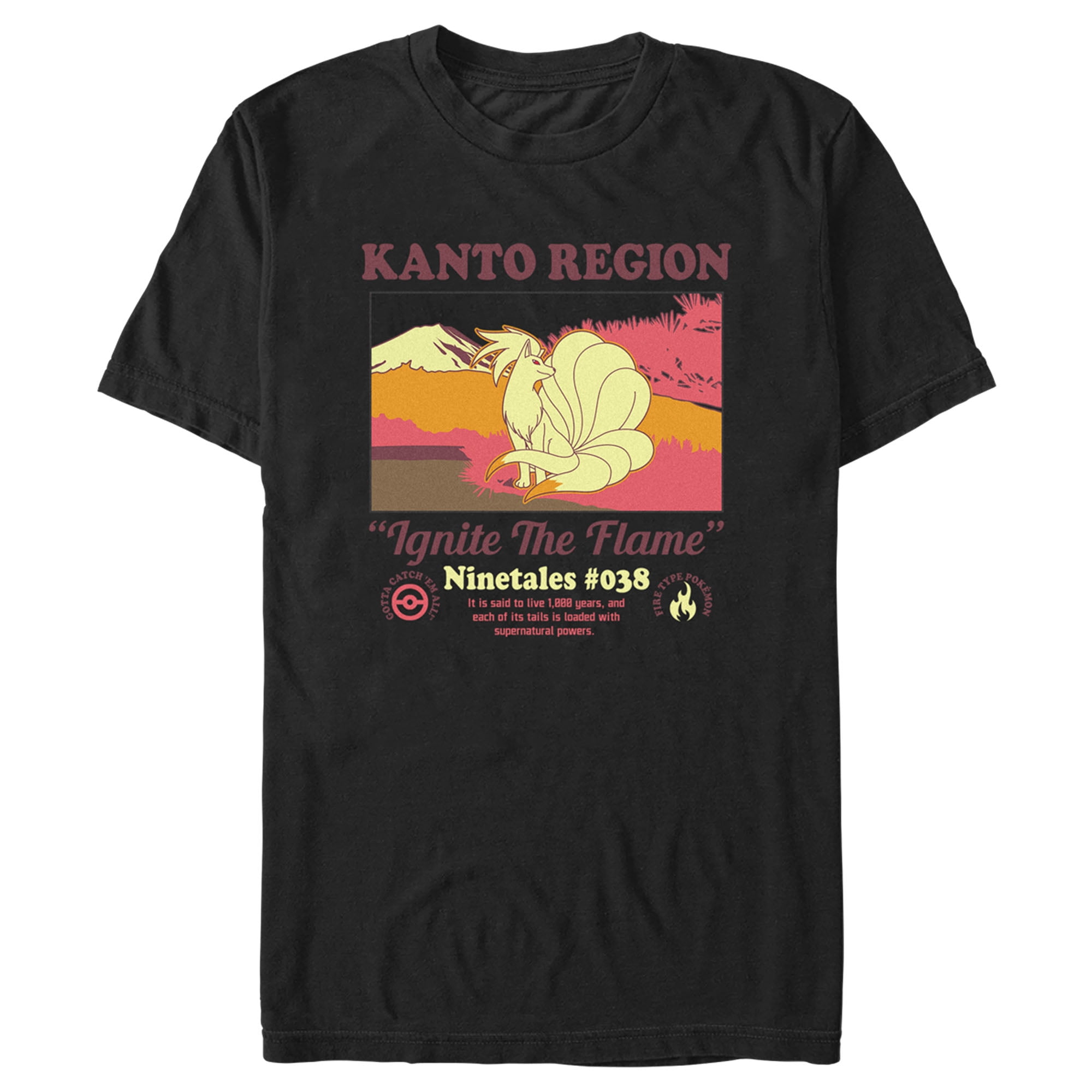 Men's Pokemon Ninetales Ignite the Flame Graphic Tee Black Small ...