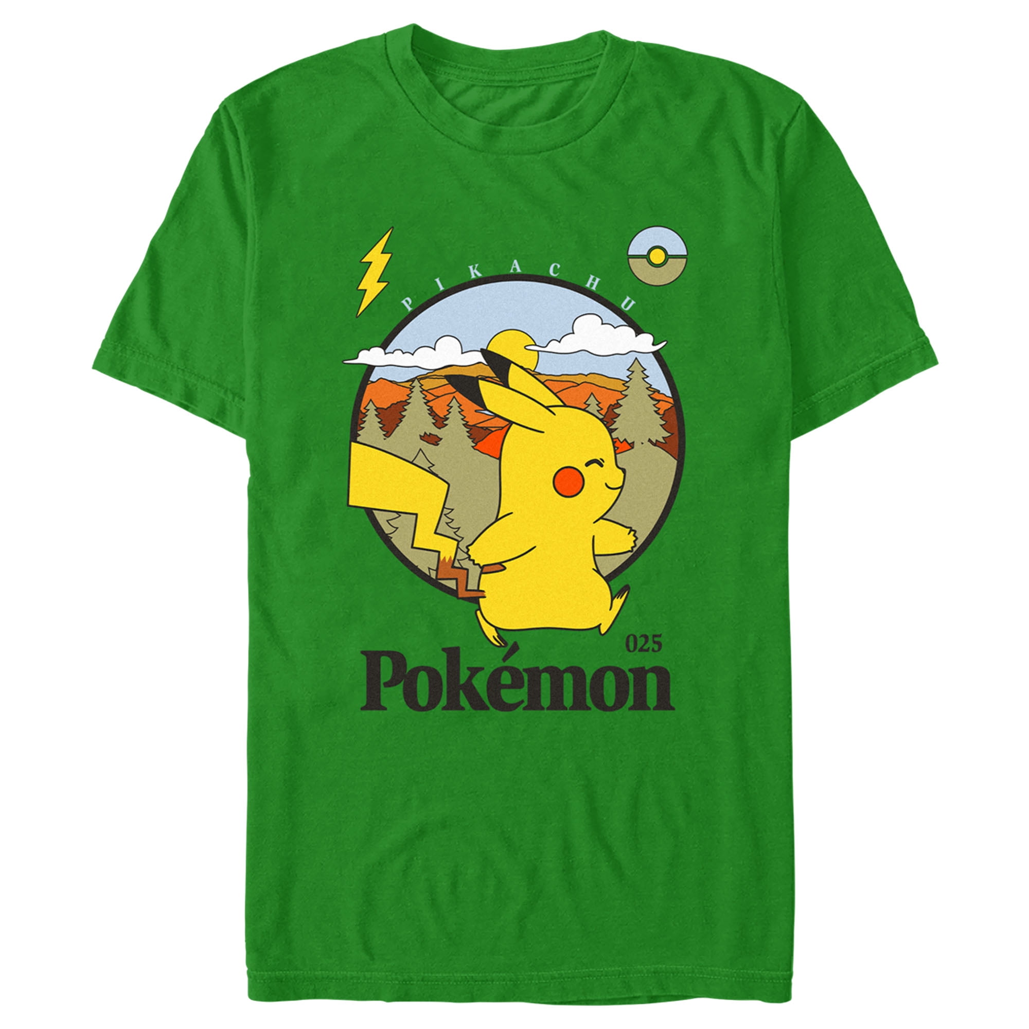 Men's Pokemon Outdoor Pikachu Graphic Tee Kelly Green Medium - Walmart.com