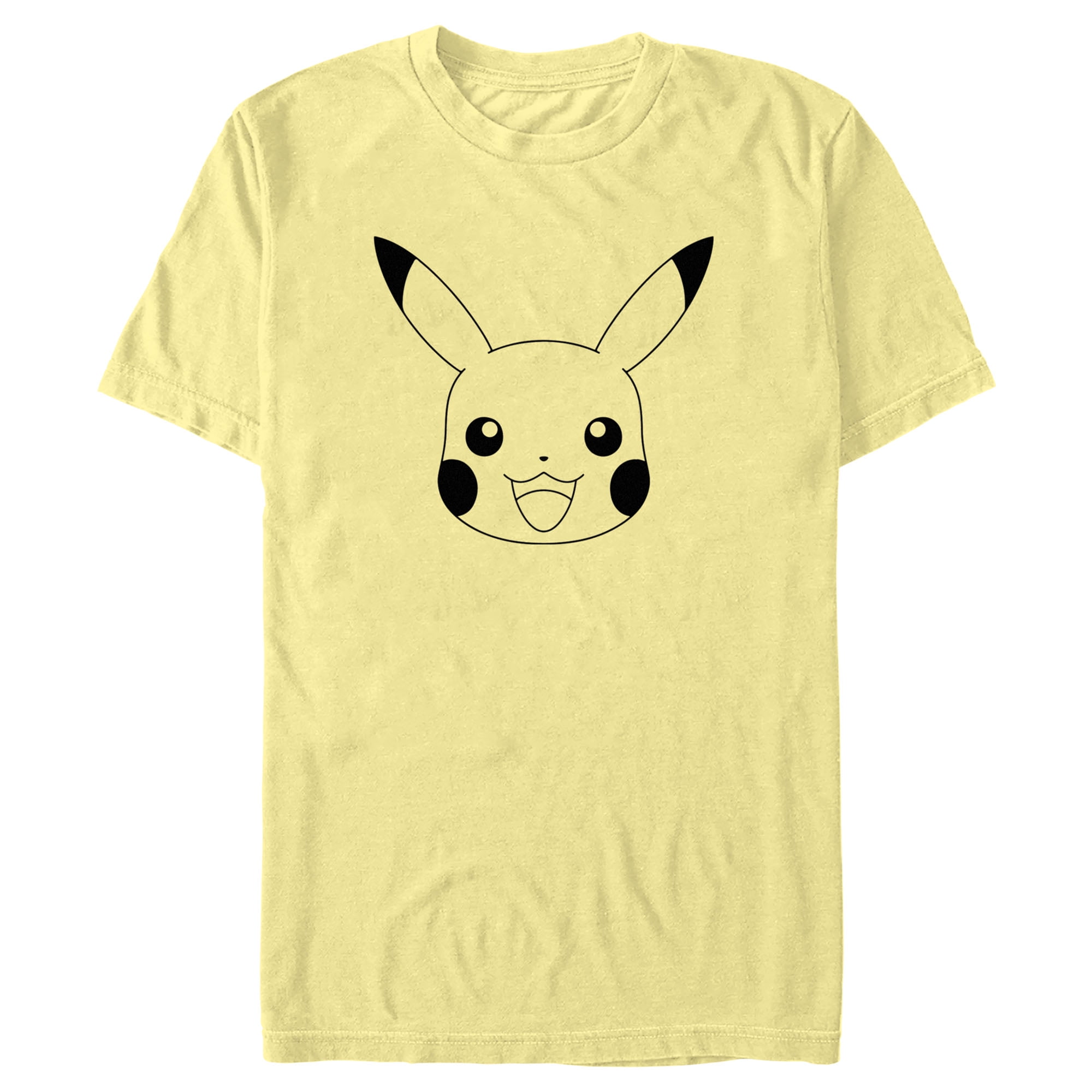 Men's Pokemon Pikachu Simple Face Outline Graphic Tee Banana Medium ...