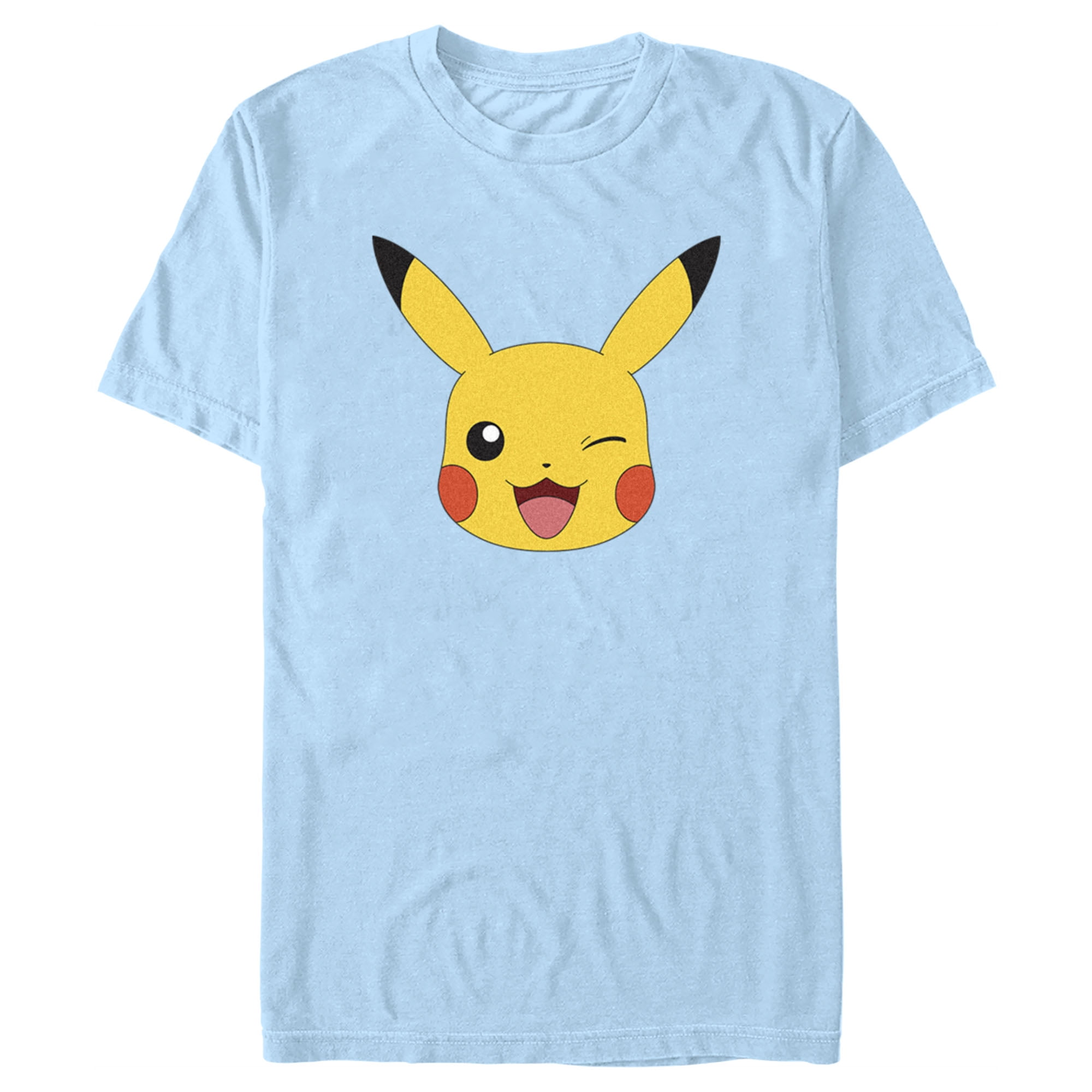 Men's Pokemon Pikachu Wink Face Graphic Tee Light Blue 2X Large ...