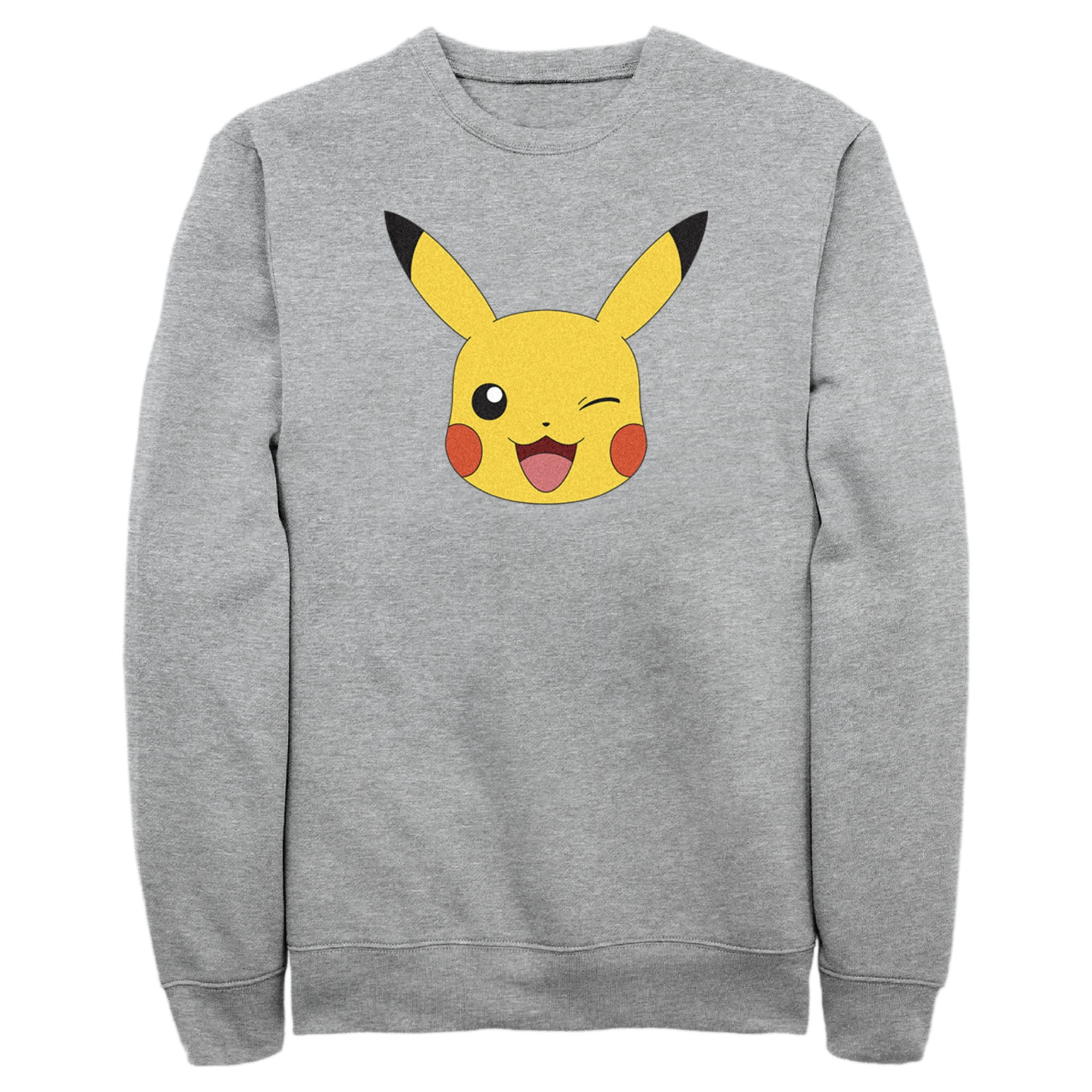 Men's Pokemon Pikachu Wink Face Sweatshirt Athletic Heather Small ...
