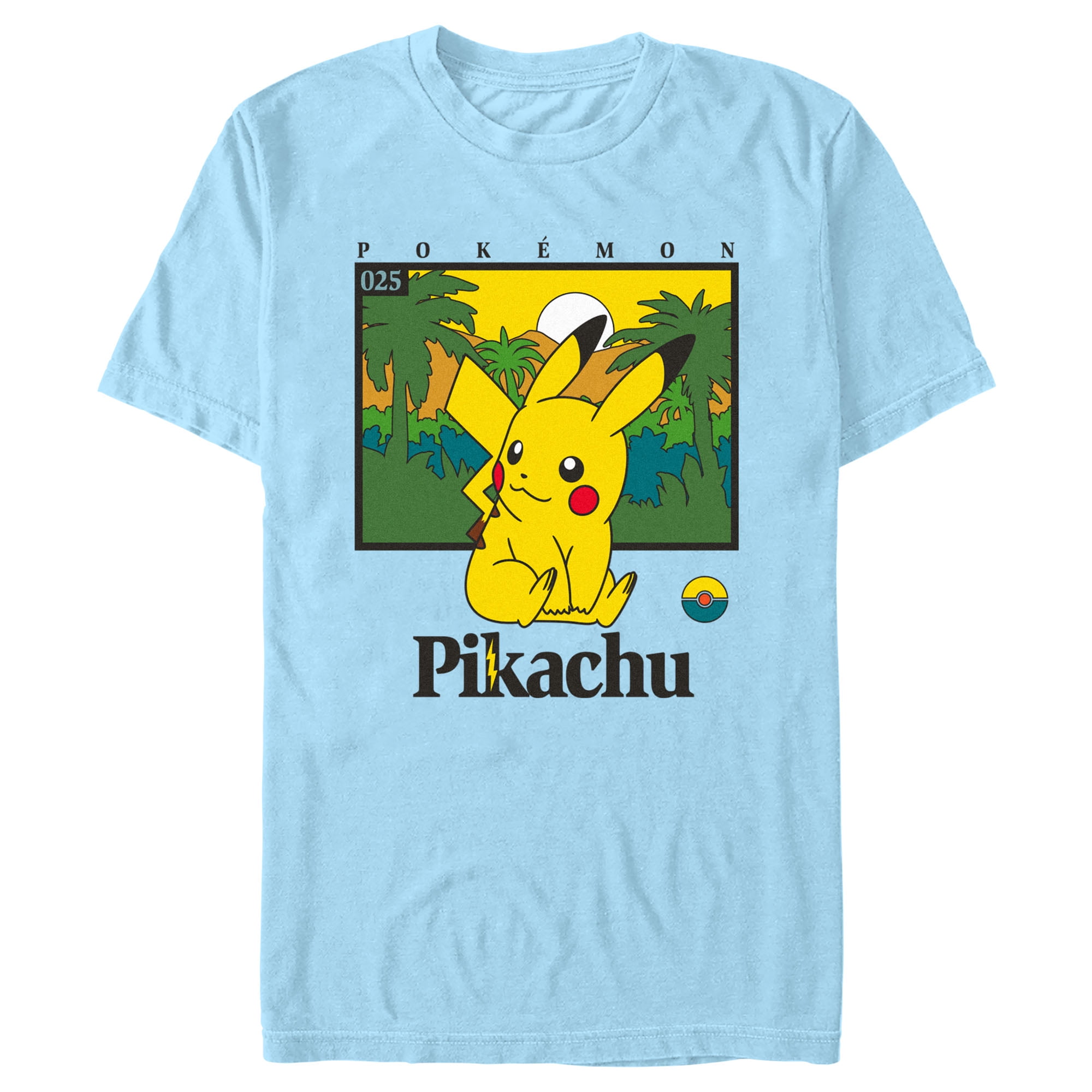 Men's Pokemon Tropical Pikachu Graphic Tee Light Blue Large - Walmart.com