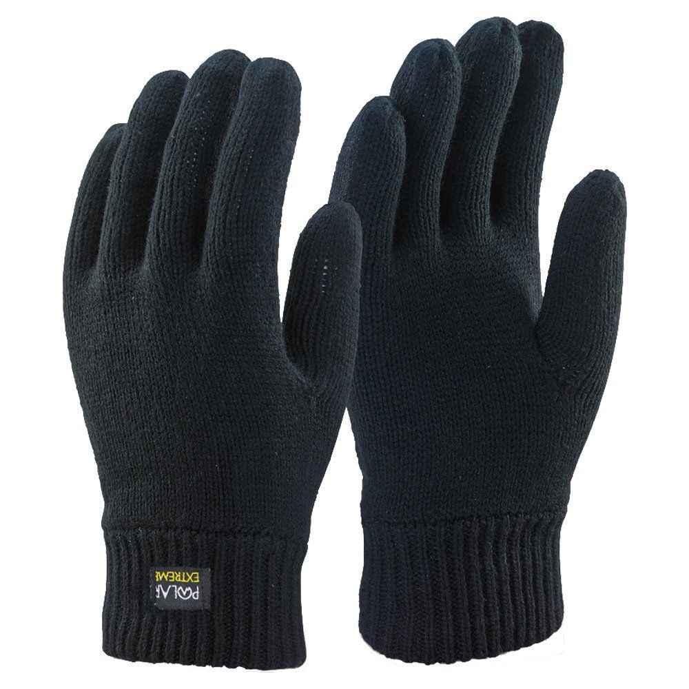 Polar Extreme Men's Insulated Knit Thermal Winter Gloves, Black, Warm ...