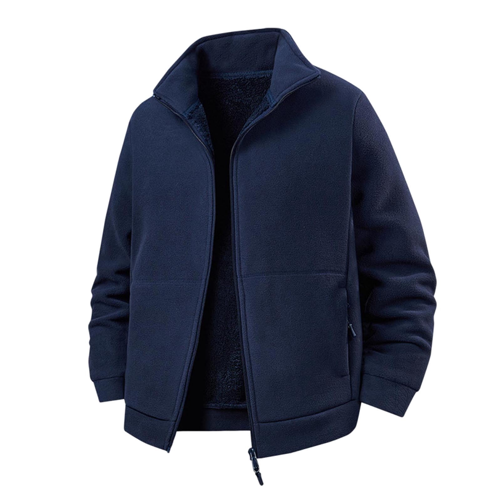 Men's Polar Fleece Jackets Thick Soft Plush Fleece Lined Winter Warm ...