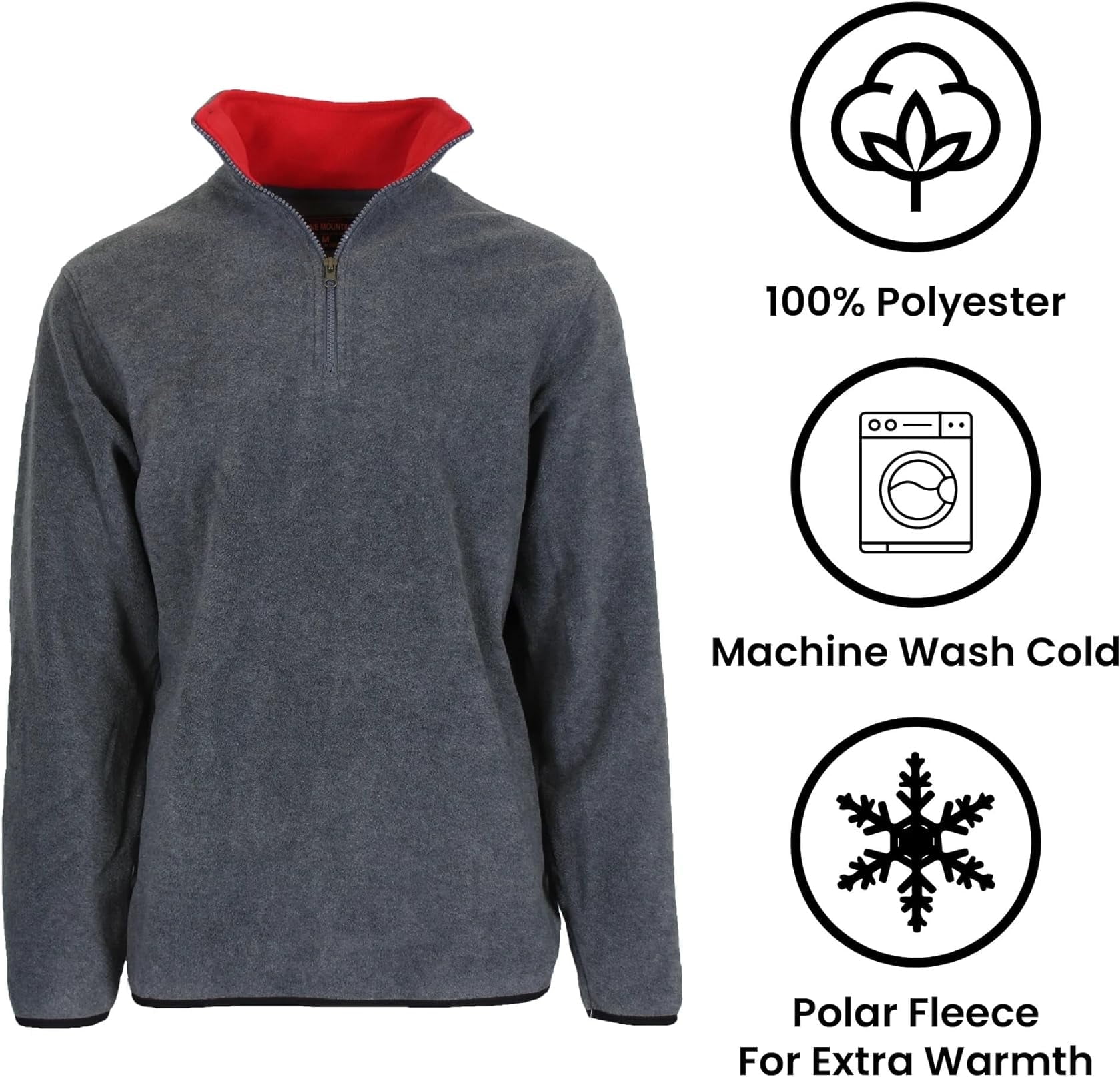 Men’s Polar Fleece Thermal Quarter Zip Pullover in 6 Colors - Walmart.com