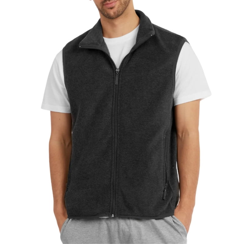 Men’s Polar Fleece Vest with Zipper Pockets Full Zip Up S-3XL Regular ...