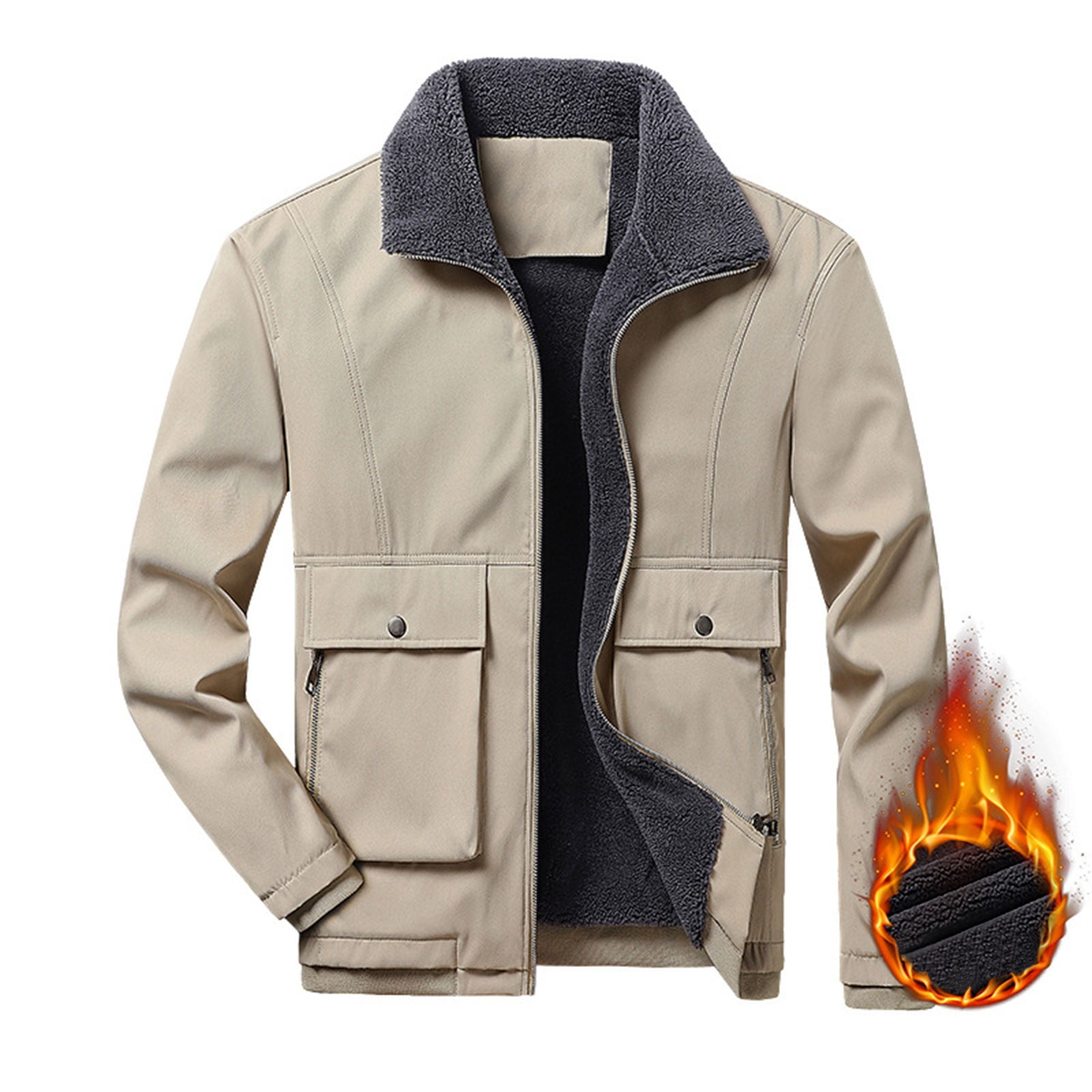 Men's Polar Fleece Warm Sherpa Lined Shirt Jacket for Men Thick Button ...