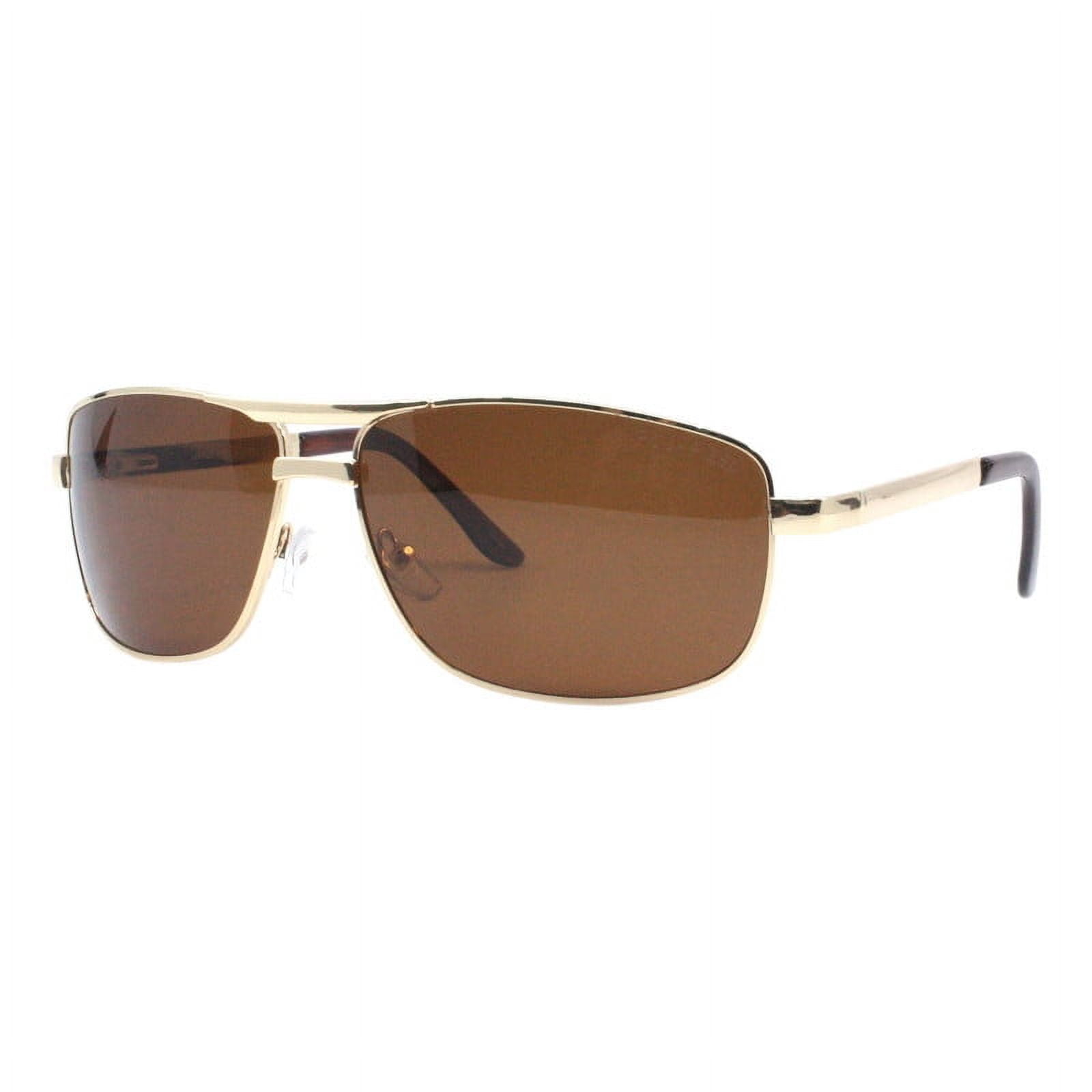 Men's Polarized Lens Sunglasses Rectangle Curved Metal Frame Spring ...