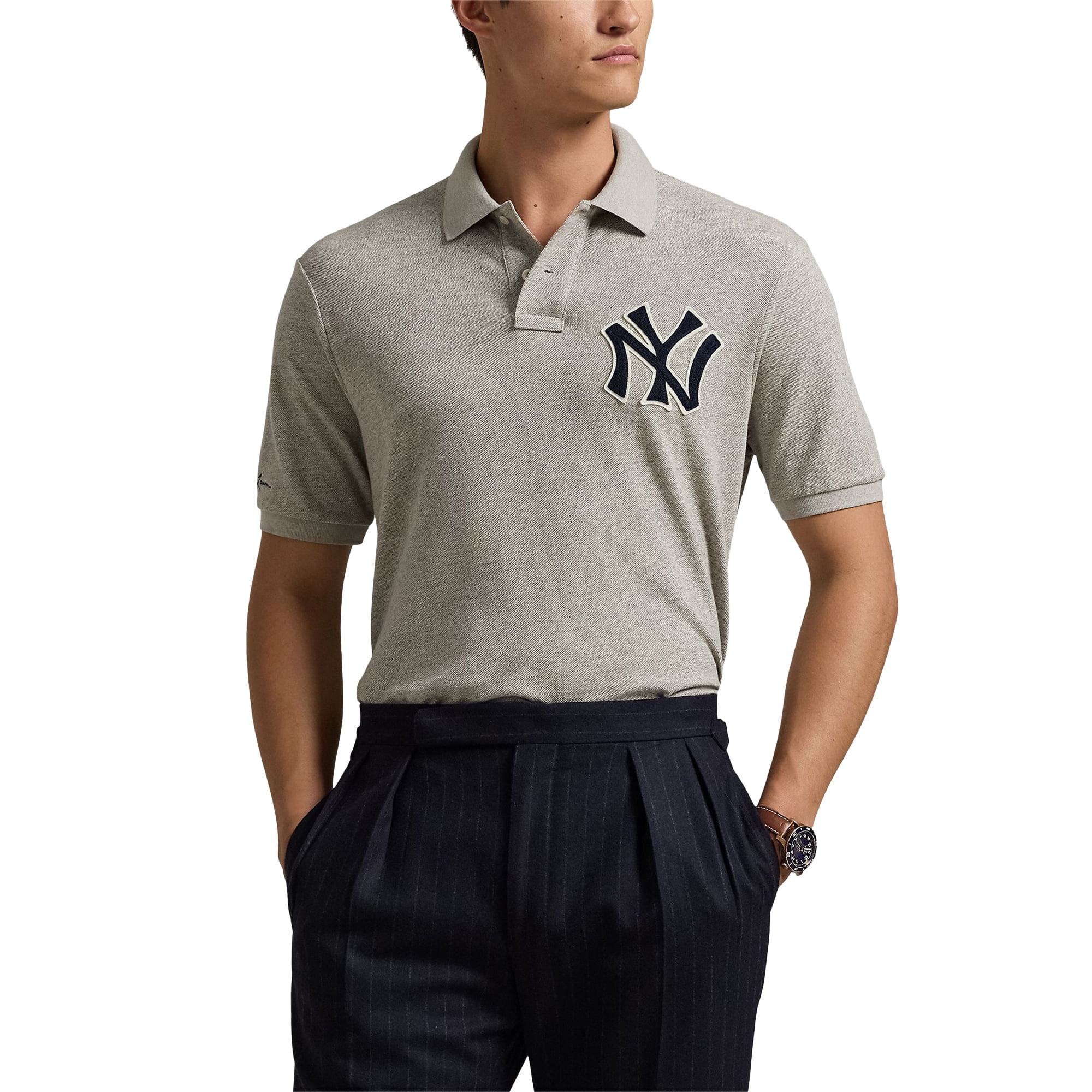 Men's Polo Ralph Lauren Heather Gray New York Yankees Polo - Walmart.com