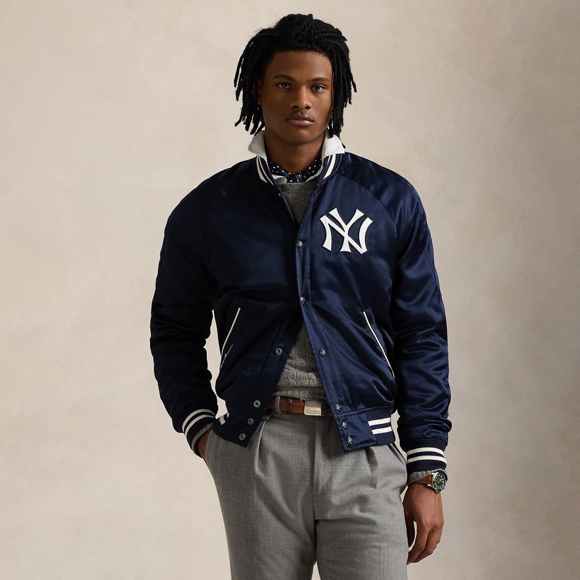 Polo Ralph Lauren Navy Yankees Satin Jacket - Walmart.com