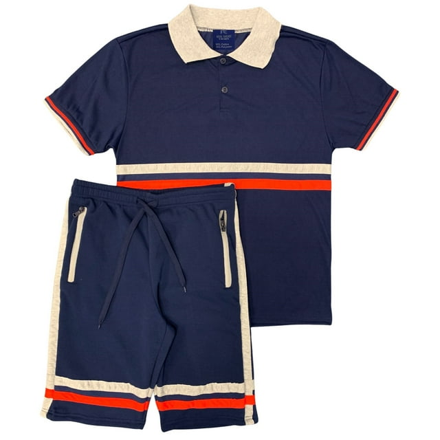 Men’s Polo Shirt 2-Piece Short Set & Soft Fleece Summer Shorts Matching ...