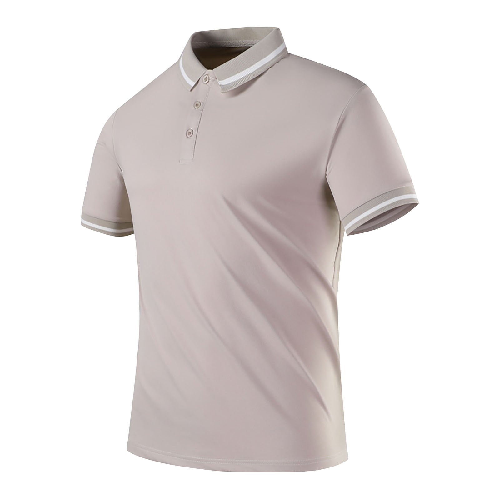 Men's Polo Shirts Casual Short Sleeve Button Shirts Classic Stripe Golf ...