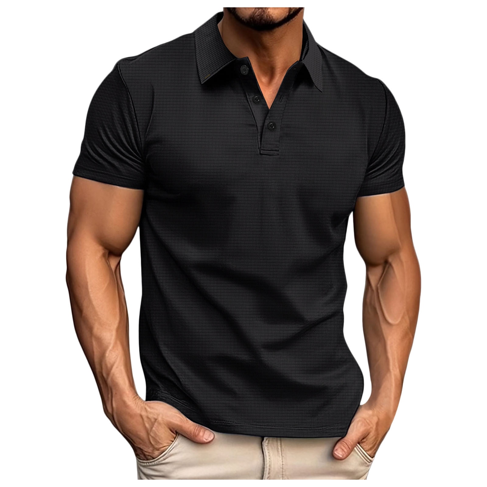 Men's Polo Shirts Classic Button Big and Tall Mens Polo Shirts Short ...