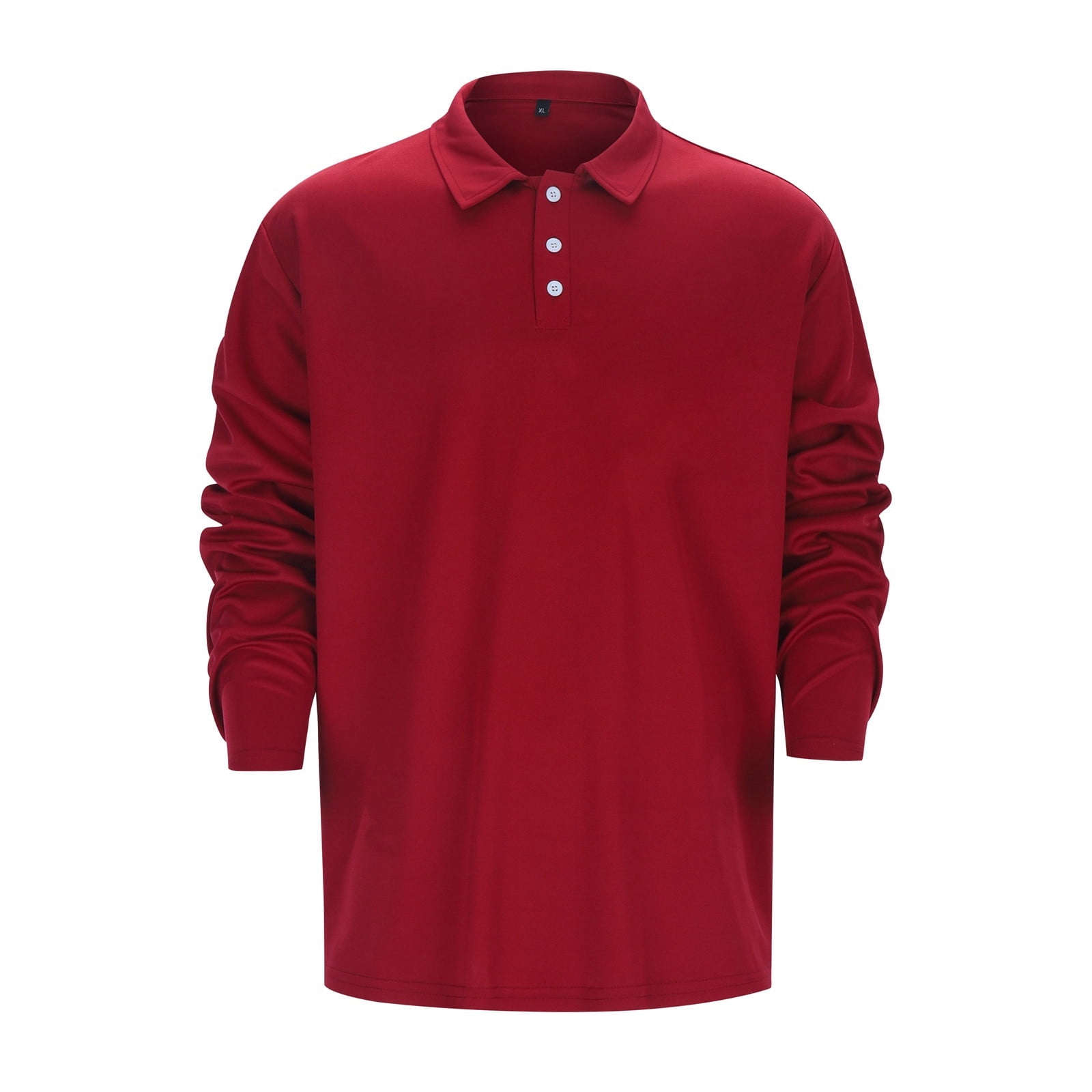 Men's Polo Shirts Fashion Casual Simple Solid Color Button Long Sleeve ...
