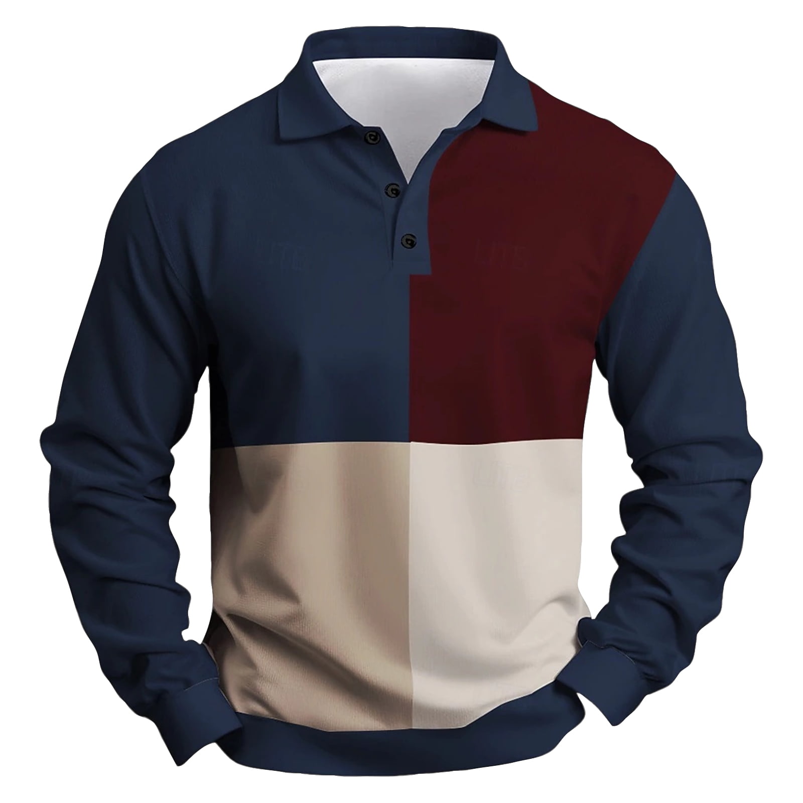 Men's Polo Shirts Long Sleeve Casual Polo T-Shirts Color Block Golf ...
