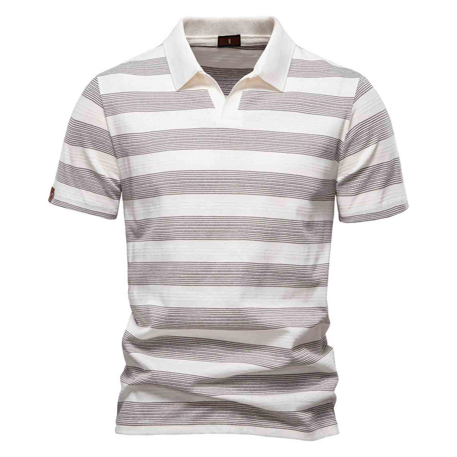 Men's Polo Shirts Striped Performance Stretch Athletic Cotton Top ...