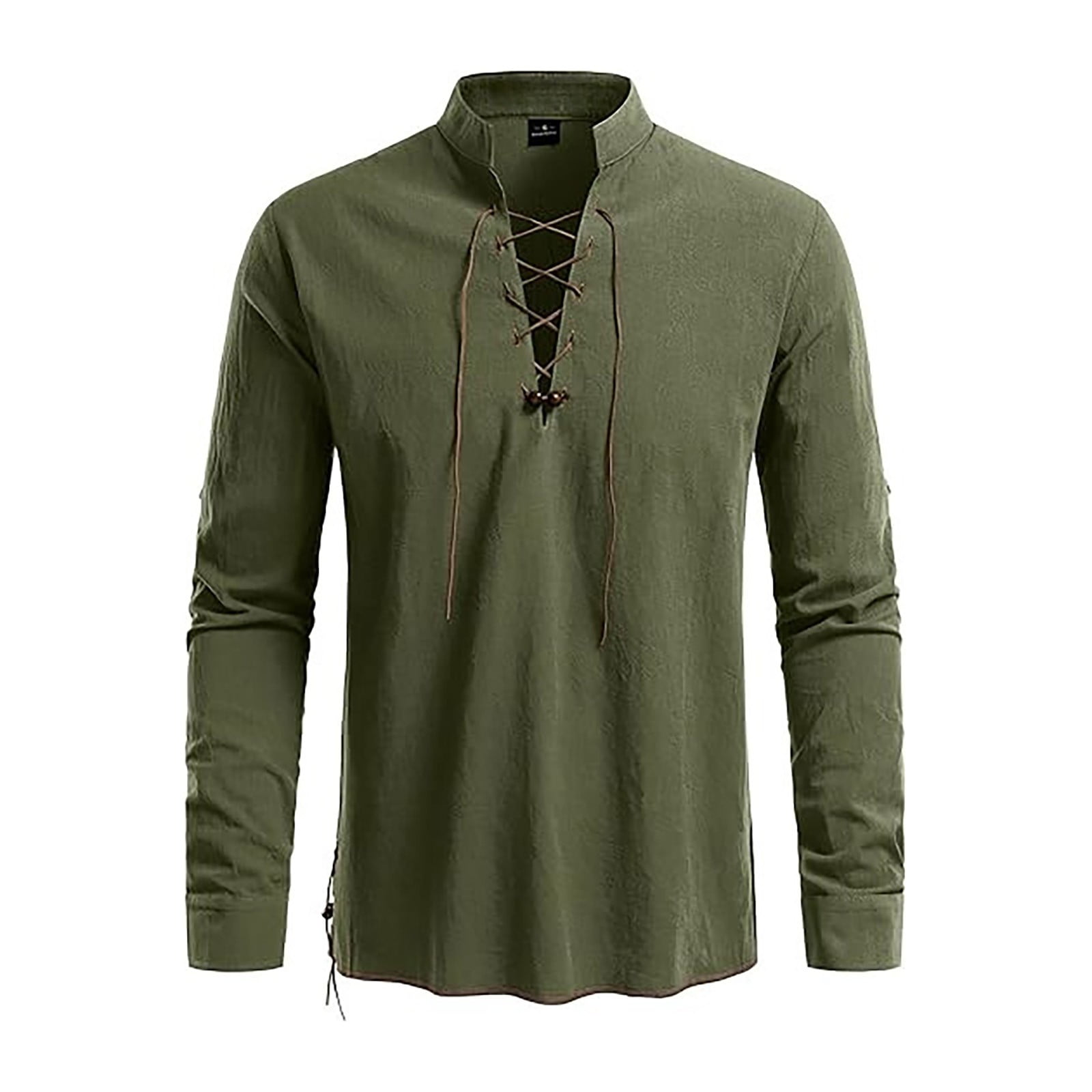 Men's Polos Shirt Long Sleeve Hippie Beach Shirt With Stand Collar ...