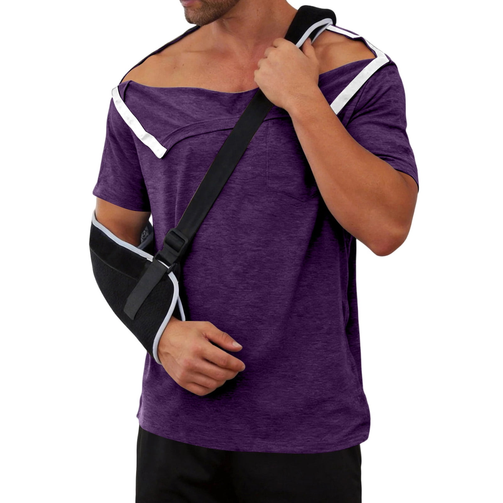 Men's Post Shoulder Surgery Shirts Recovery Tear Away Short Sleeve Full ...