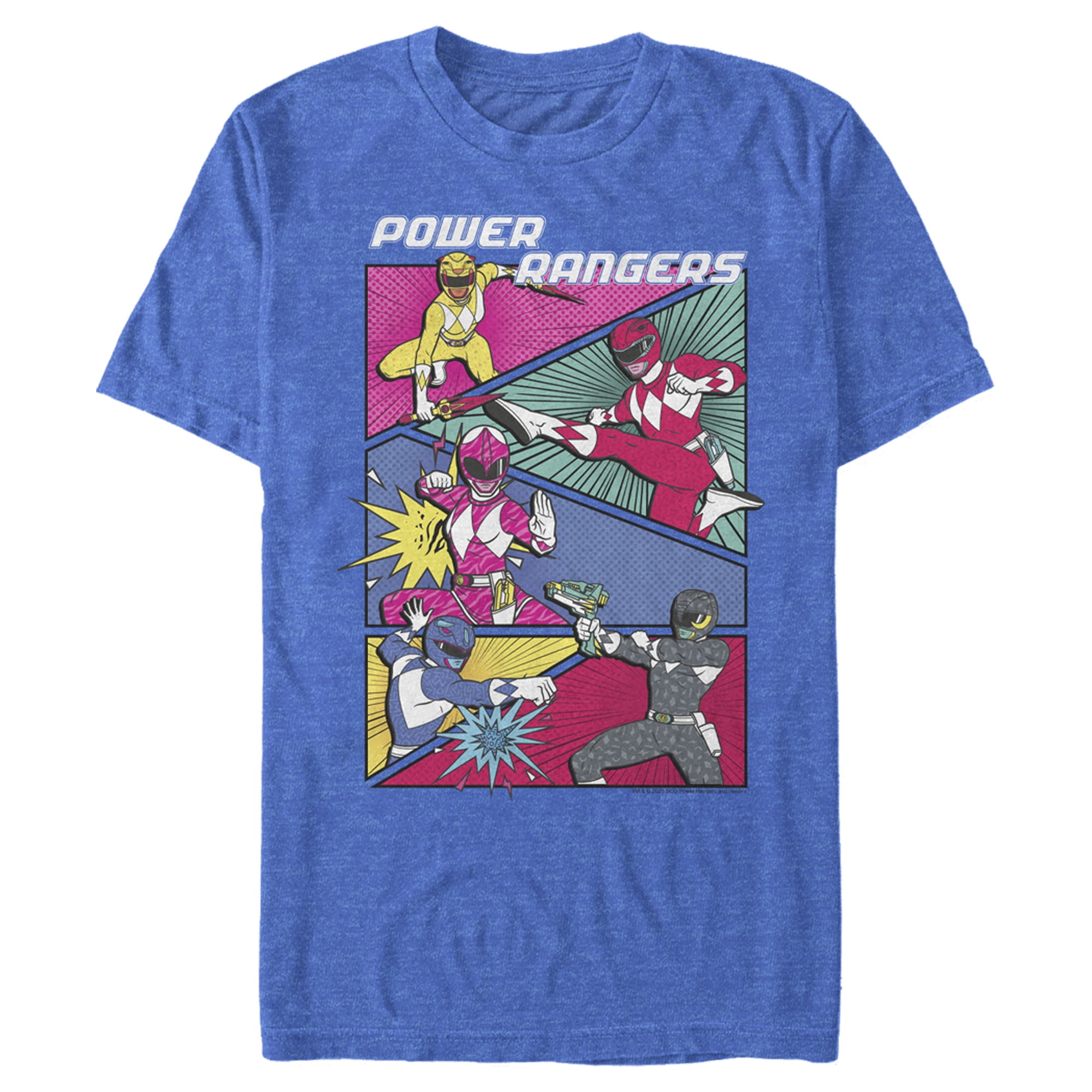 Men's Power Rangers Character Panels Graphic Tee Royal Blue Heather ...