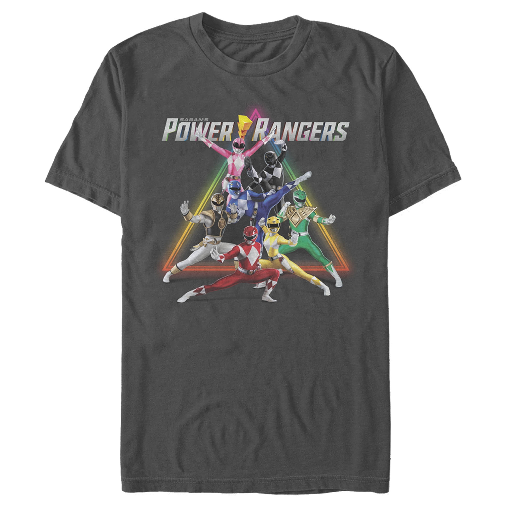Men's Power Rangers Triangle Formation Graphic Tee Charcoal 3X Large ...