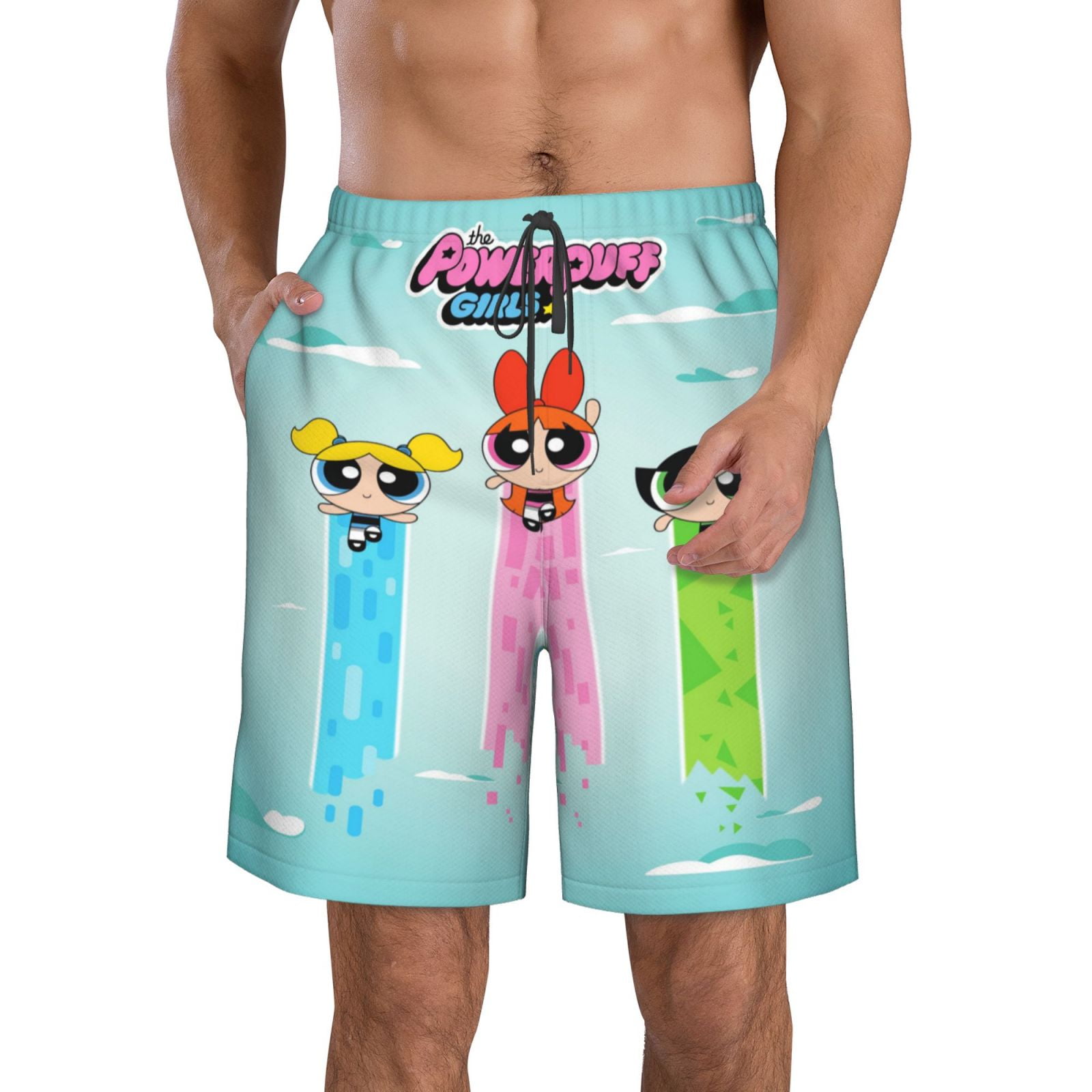 Men's Powerpuff Girls Beach Shorts Hot Summer Swim Trunks Sports ...