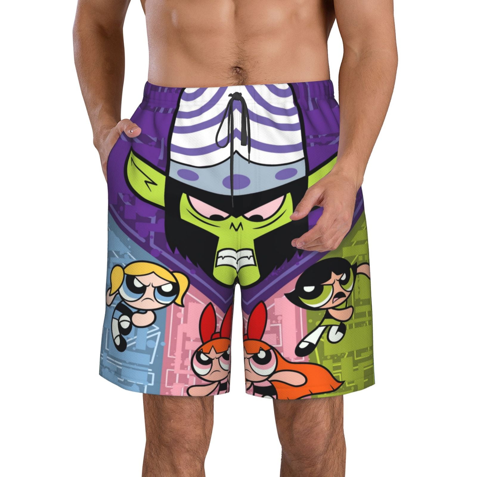 Men's Powerpuff Girls Beach Shorts Hot Summer Swim Trunks Sports ...