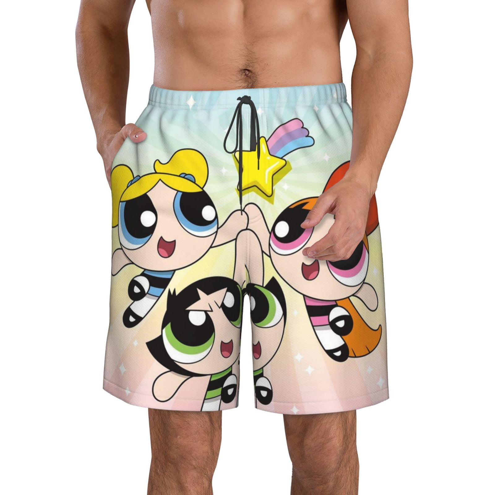 Men's Powerpuff Girls Beach Shorts Hot Summer Swim Trunks Sports ...