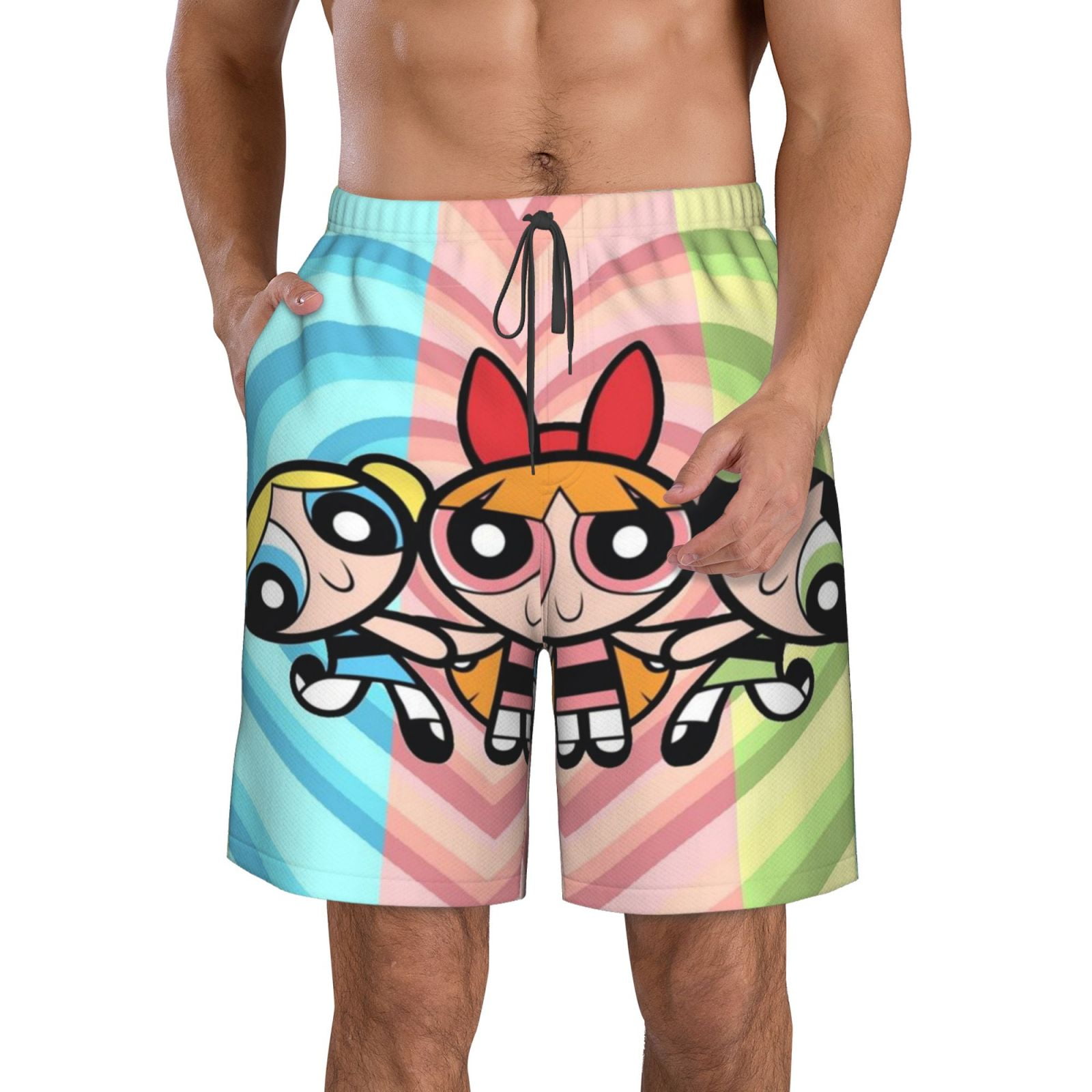 Men's Powerpuff Girls Beach Shorts Hot Summer Swim Trunks Sports ...