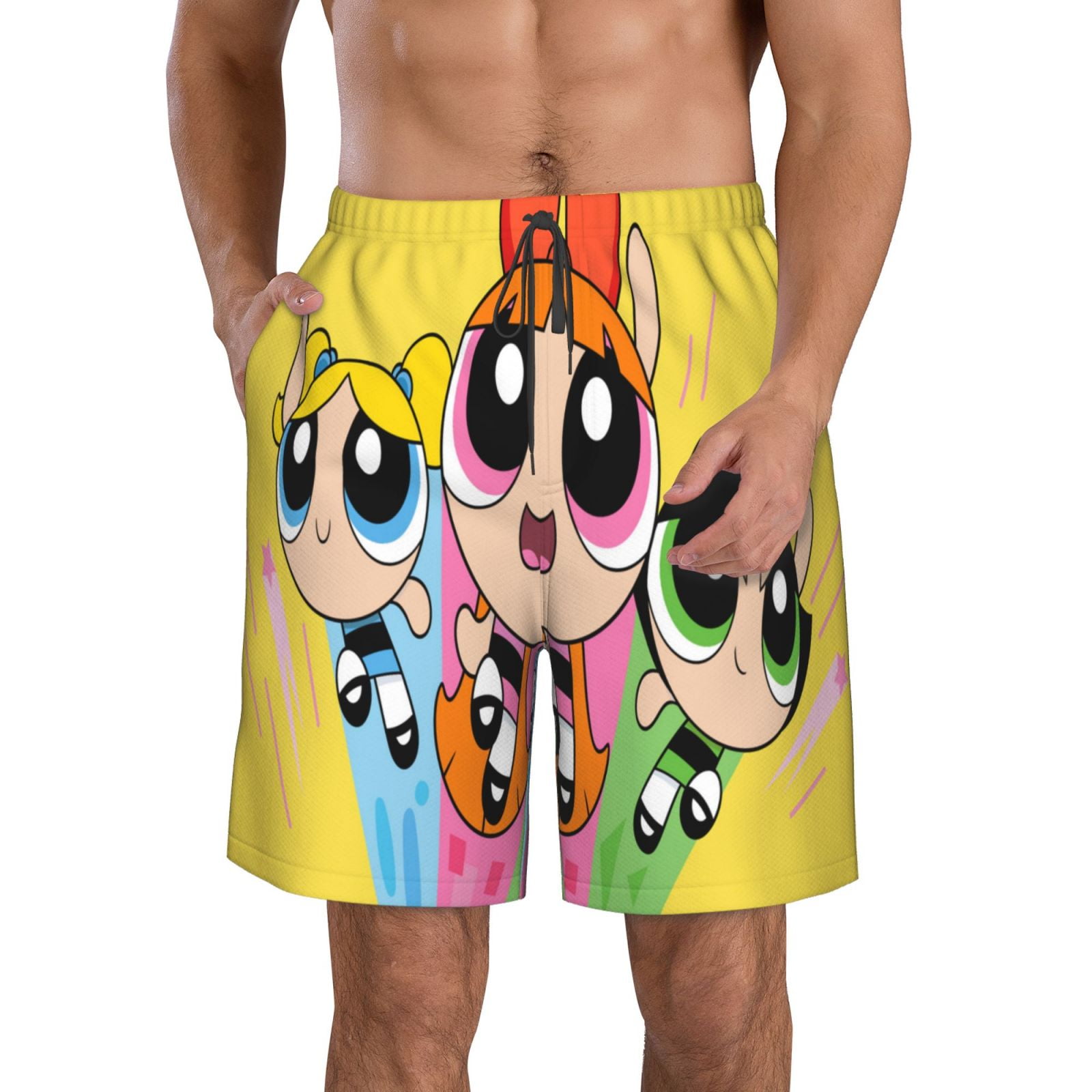 Men's Powerpuff Girls Beach Shorts Hot Summer Swim Trunks Sports ...
