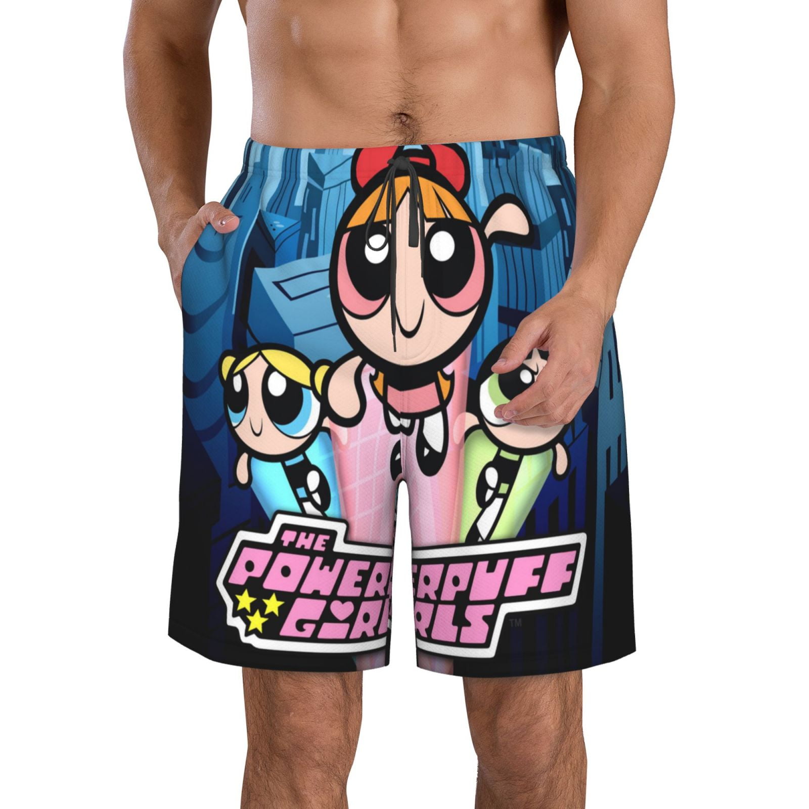 Men's Powerpuff Girls Beach Shorts Hot Summer Swim Trunks Sports ...