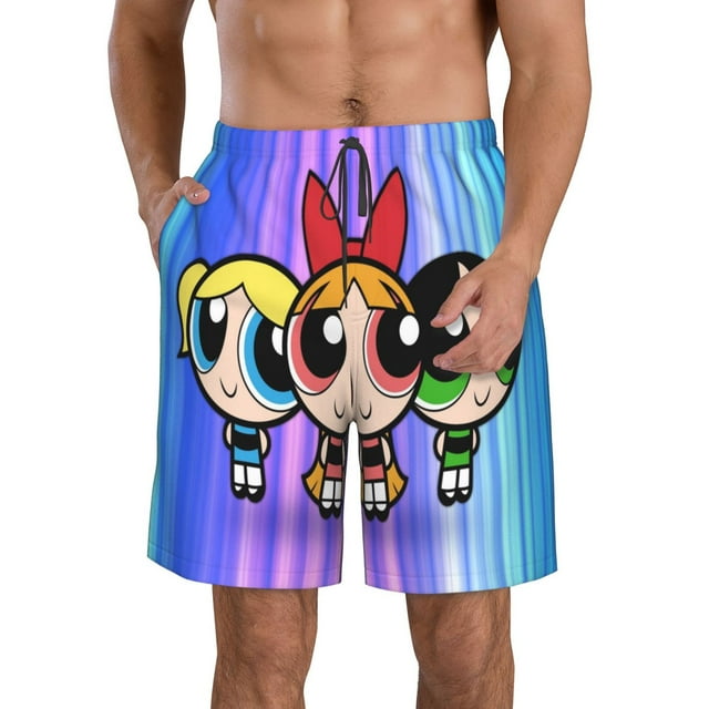 Men's Powerpuff Girls Beach Shorts Hot Summer Swim Trunks Sports ...