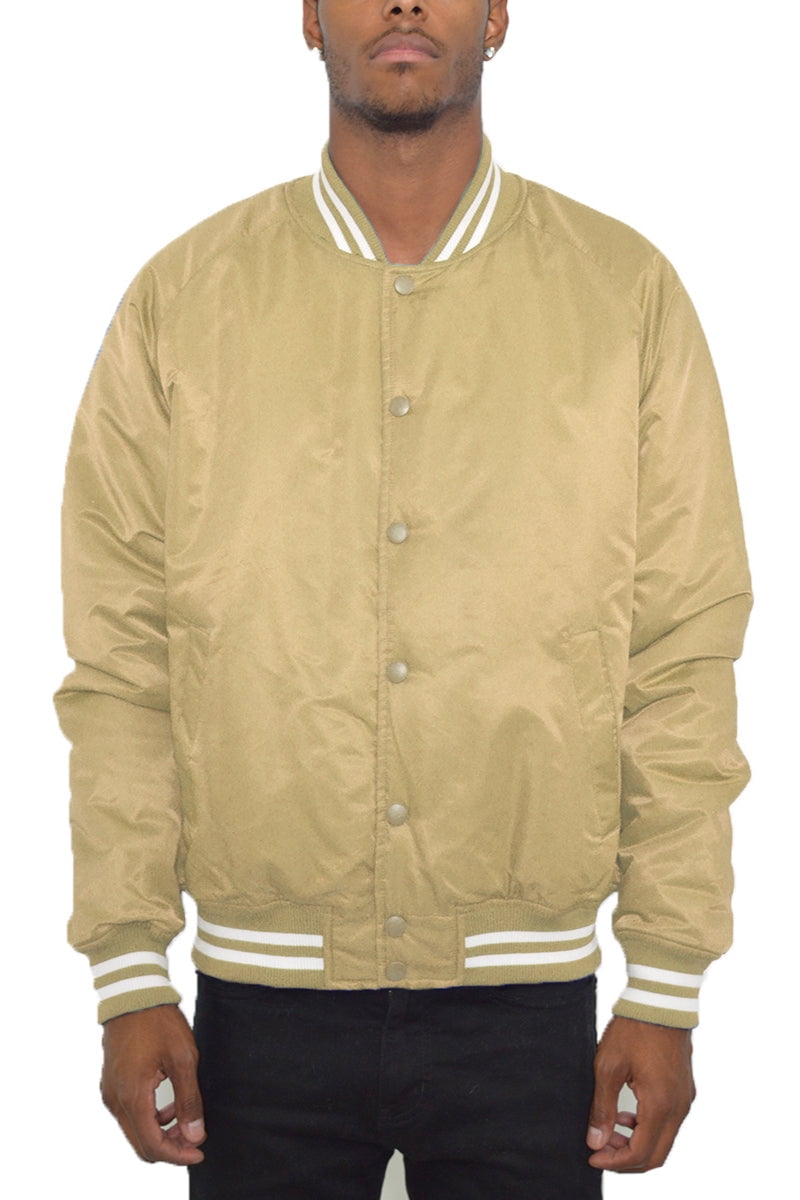Men's Premium Classic Snap Button Baseball Letterman Varsity Bomber ...