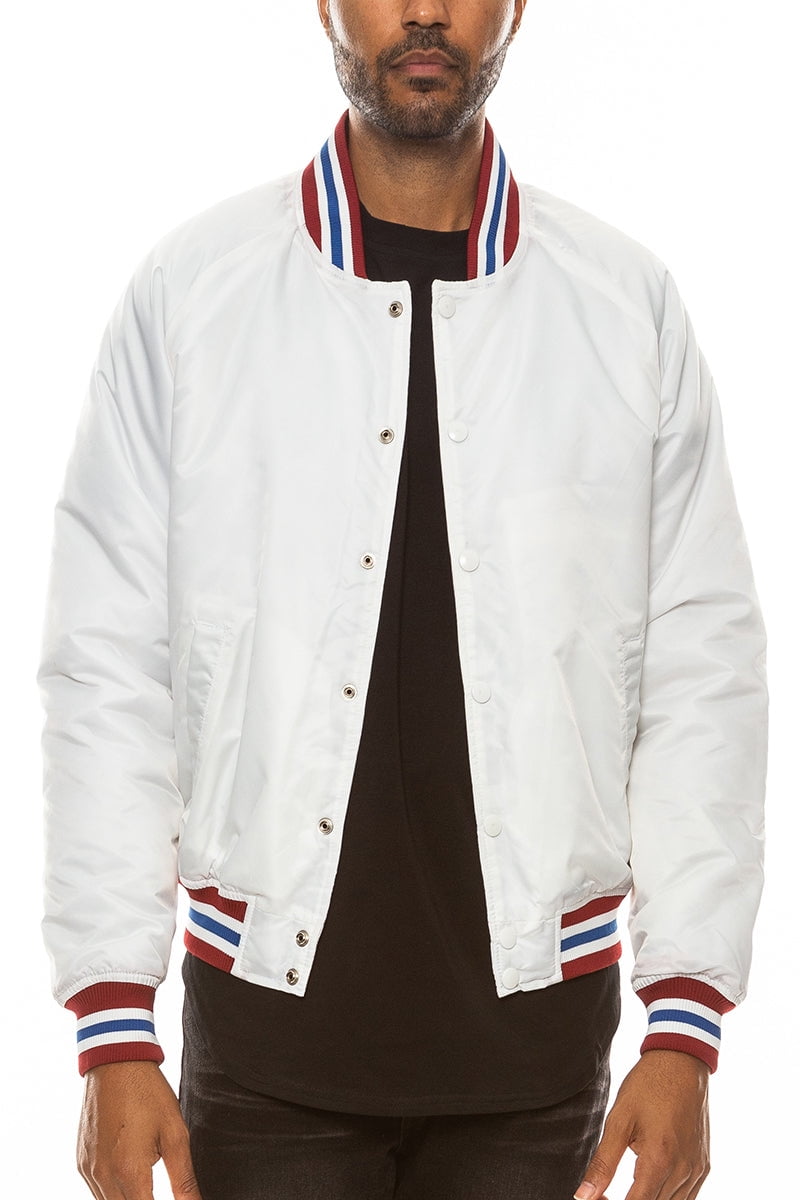 Men's Premium Classic Snap Button Baseball Letterman Varsity Bomber ...