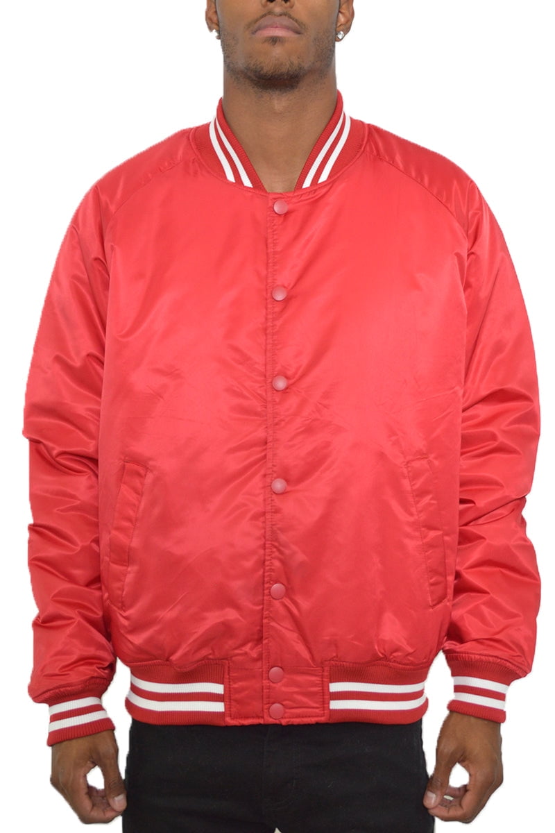 Men's Premium Classic Snap Button Baseball Letterman Varsity Bomber ...