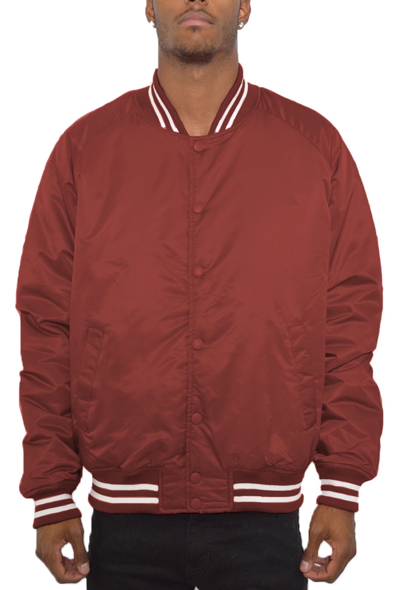 Men's Premium Classic Snap Button Baseball Letterman Varsity Bomber ...
