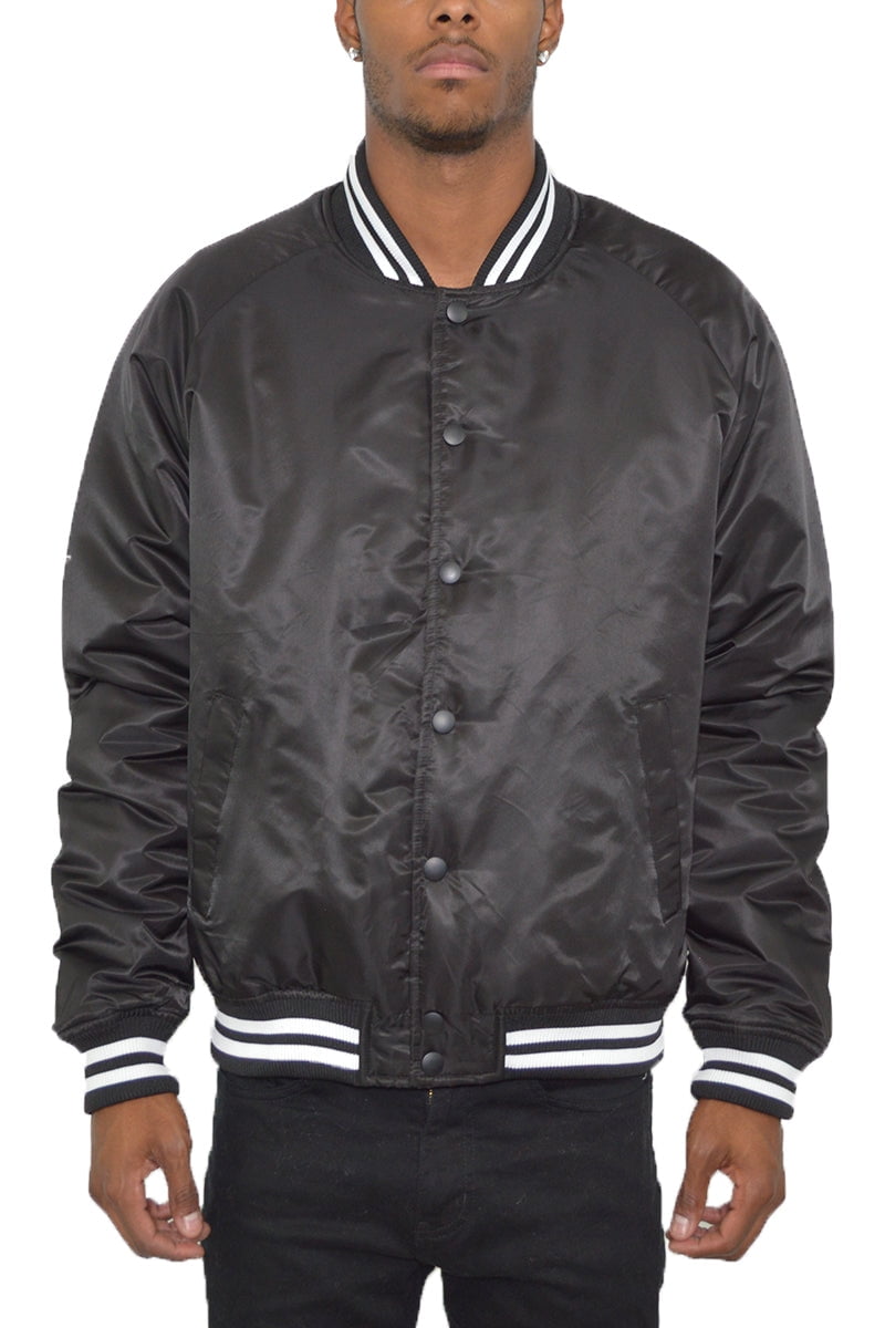 Men's Premium Classic Snap Button Baseball Letterman Varsity Bomber ...