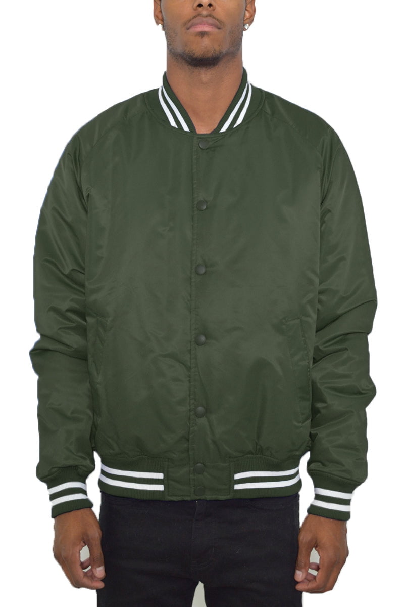 Weiv Men's Classic Varsity Bomber Jacket, Snap Button Closure ...