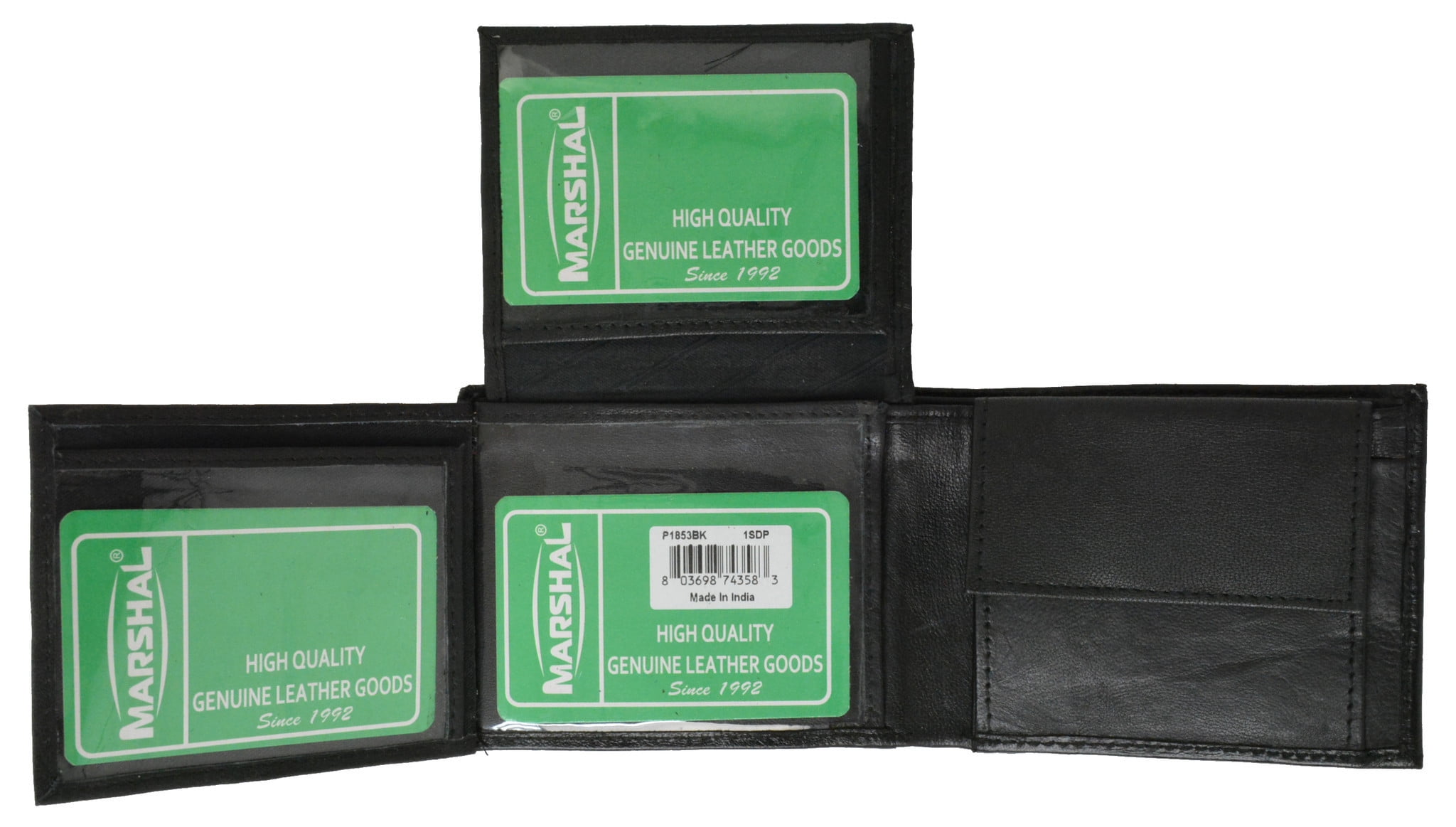 Men's Premium Leather Bifold Wallet with Coin Pouch and Double Flap P ...