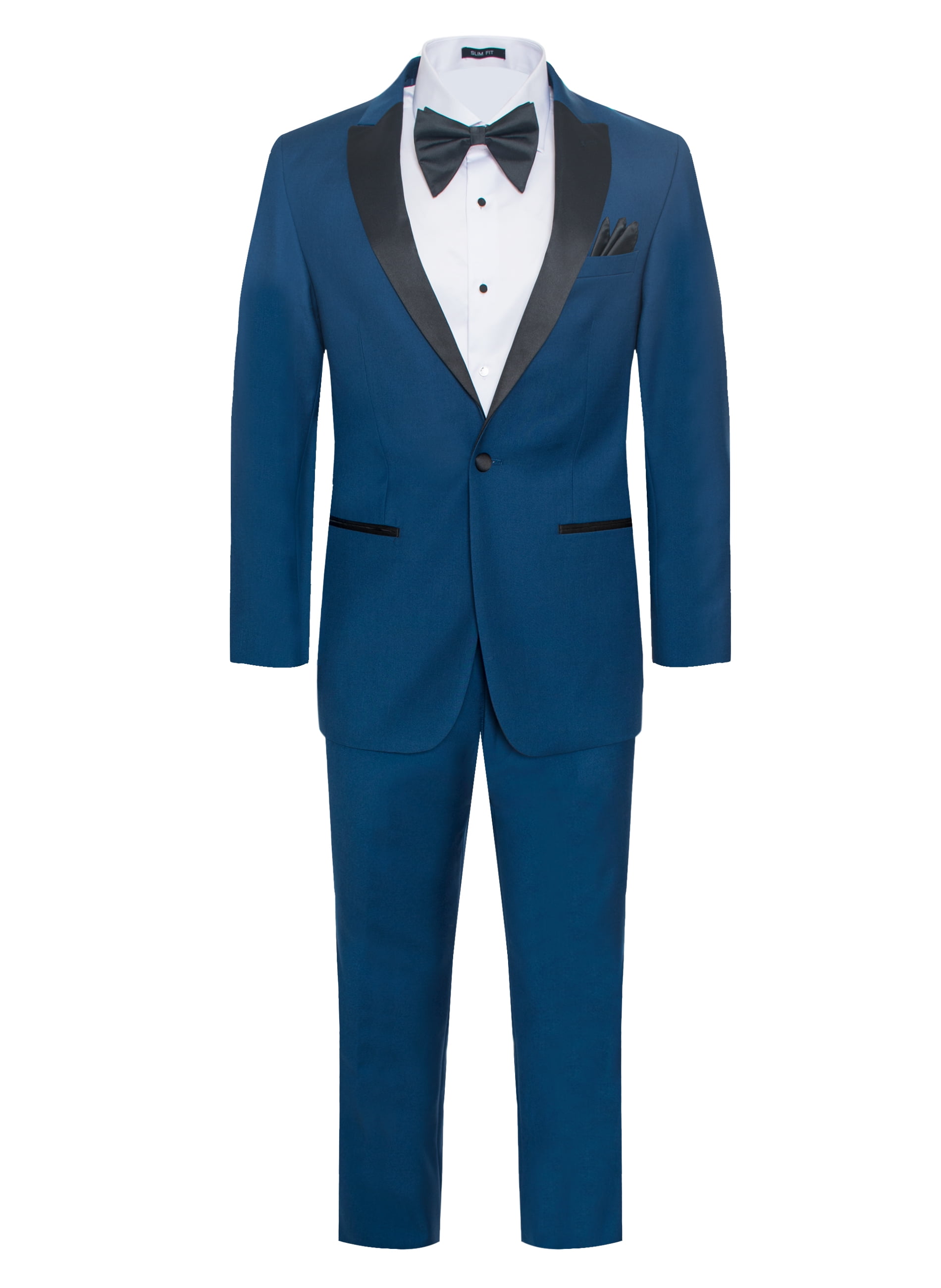Men’s Premium Modern Fit Indigo Blue With Black Peak Lapel One Button ...