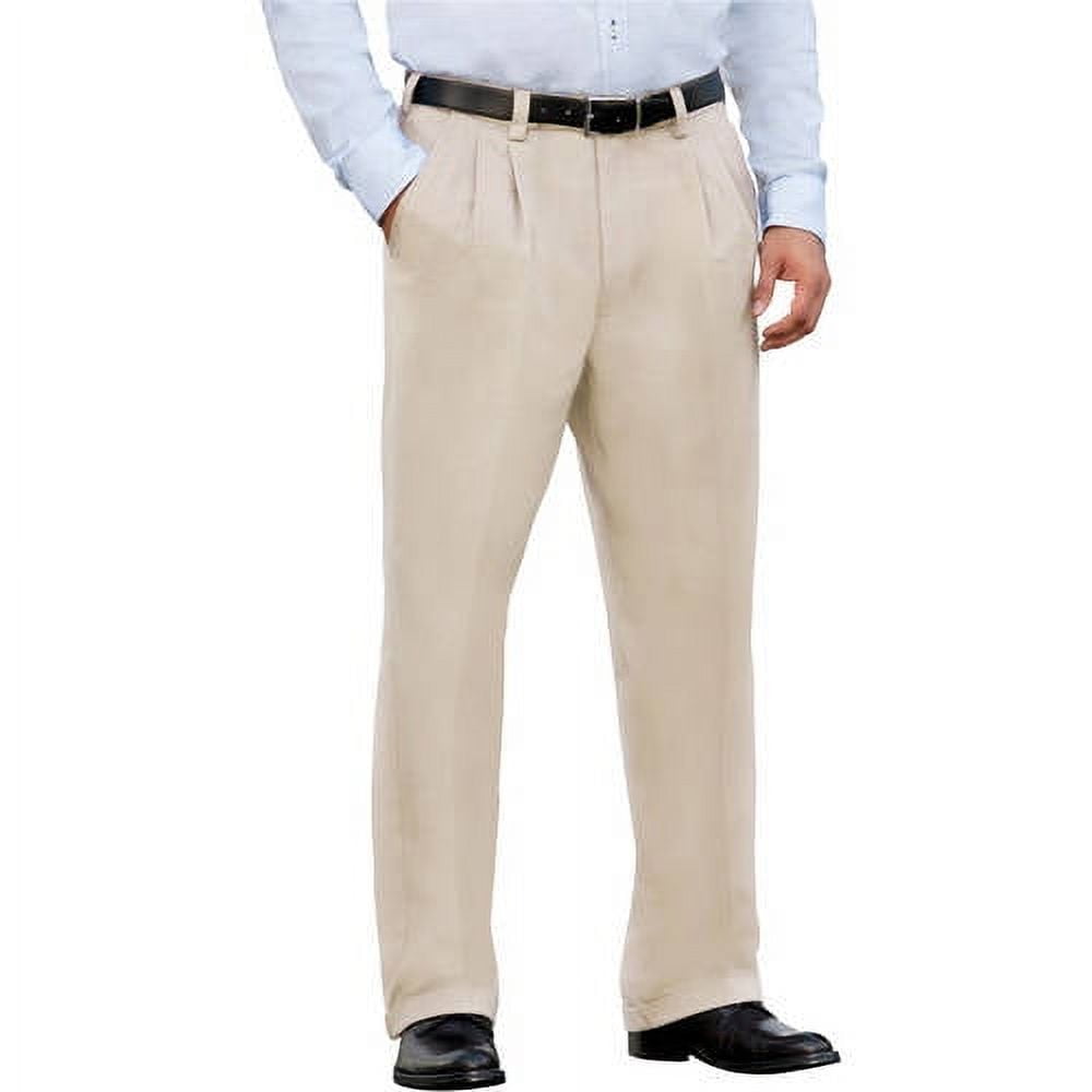 George men's Premium Pleat Front Khaki Pant - Cotton Slacks - Walmart.com